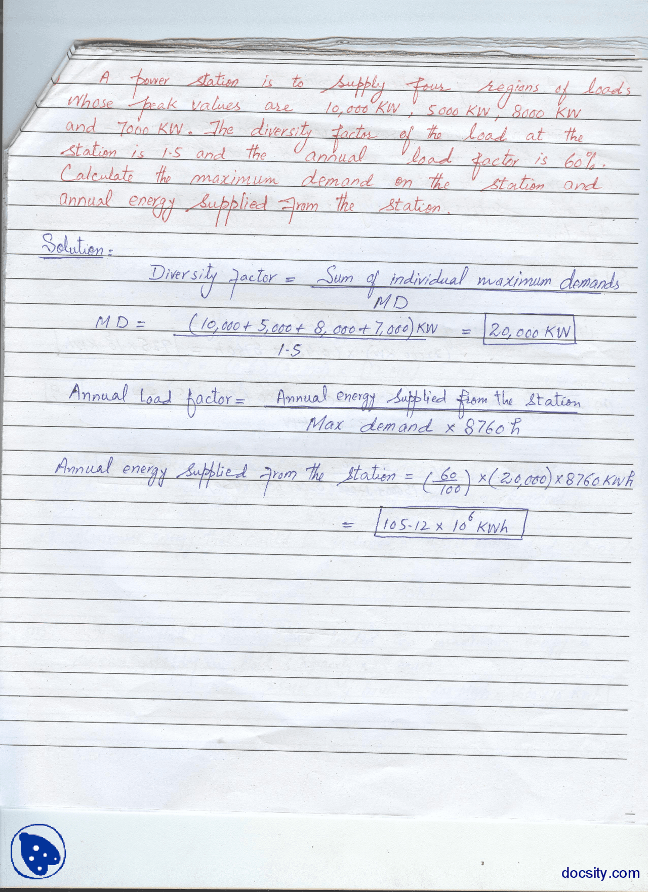 Calculation Of Maximum Energy Supplied Power Distribution And