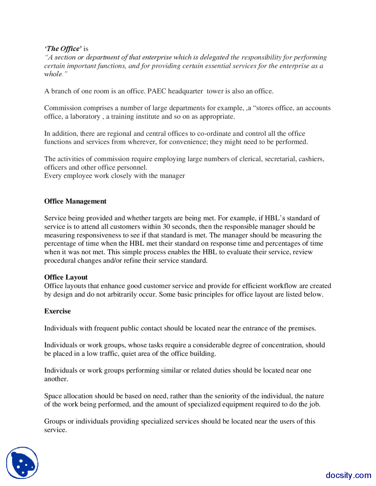 Office Management Management Course Lecture Slides Docsity