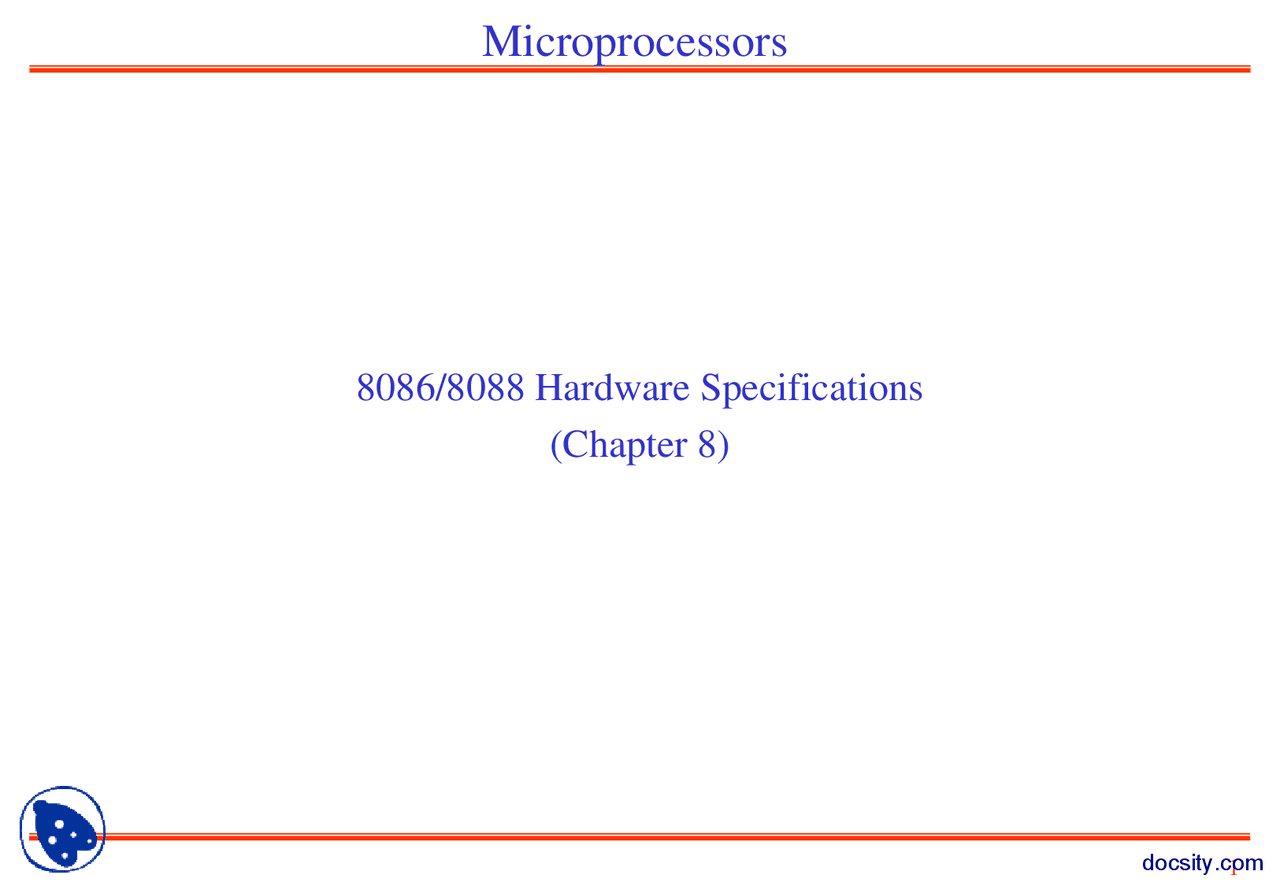 8086,8088 Hardware Specifications-Microprocessors-Lecture Slides - Docsity