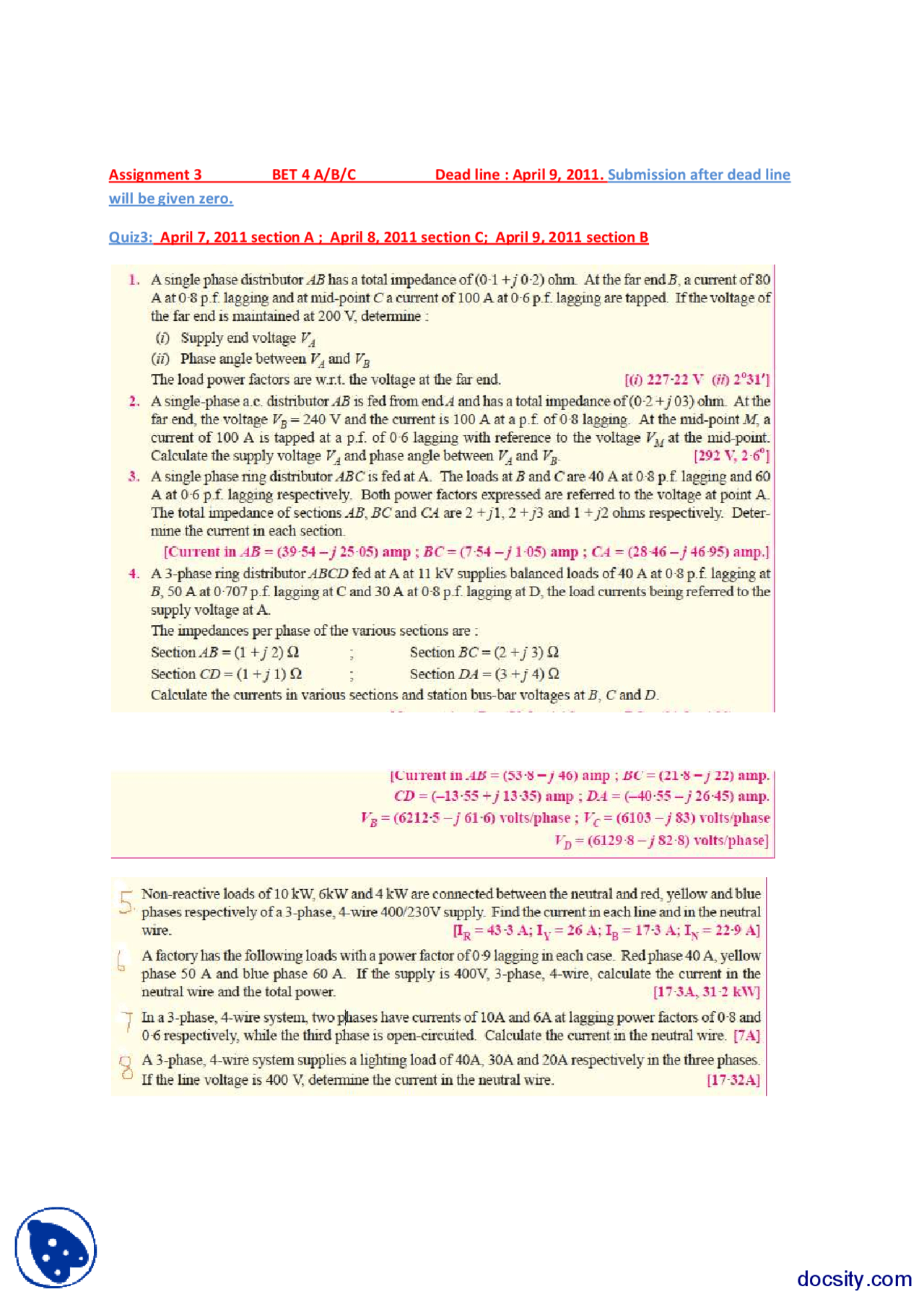 Power Factor Power Distribution And Utilization Assignment Docsity