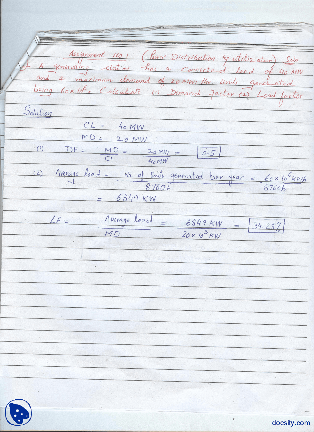 Demand Factor And Load Factor Power Distribution And Utilization