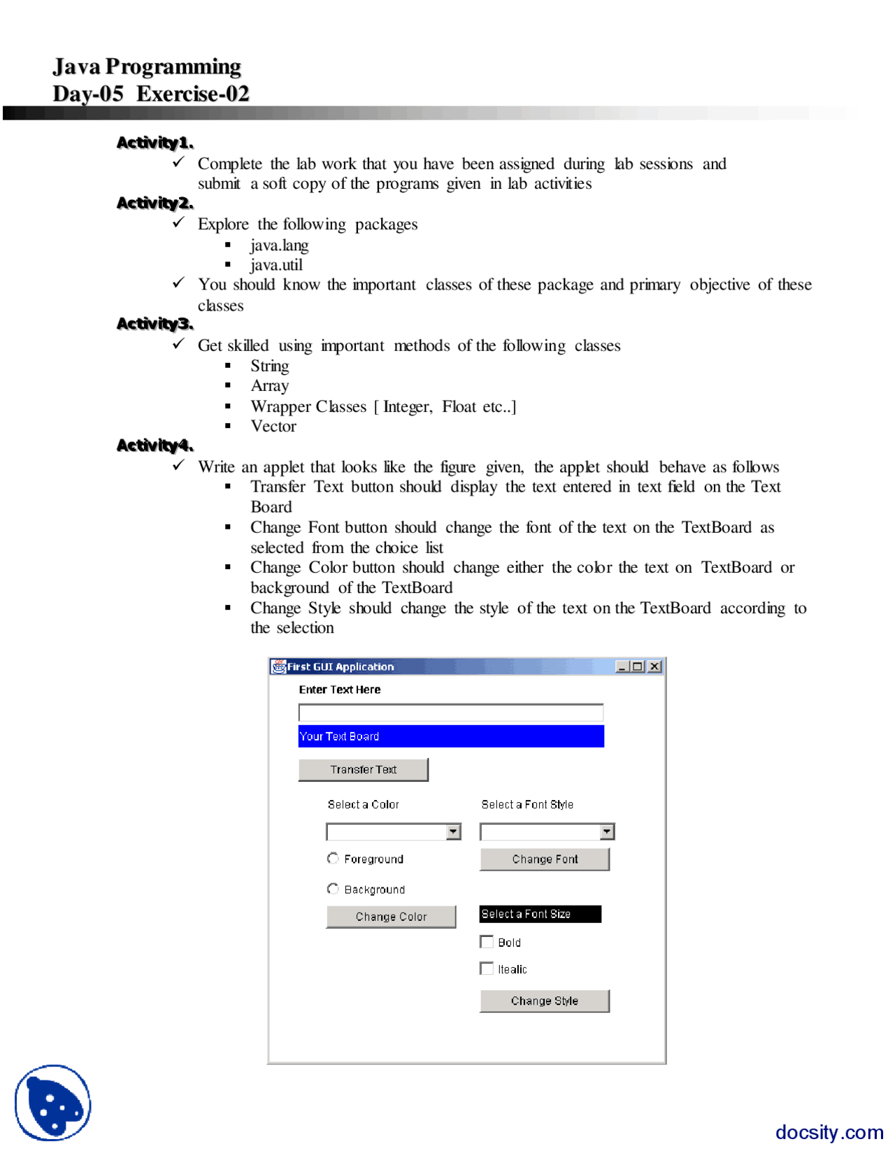 Java Pakages Java Network Programming Lab Assignment Docsity