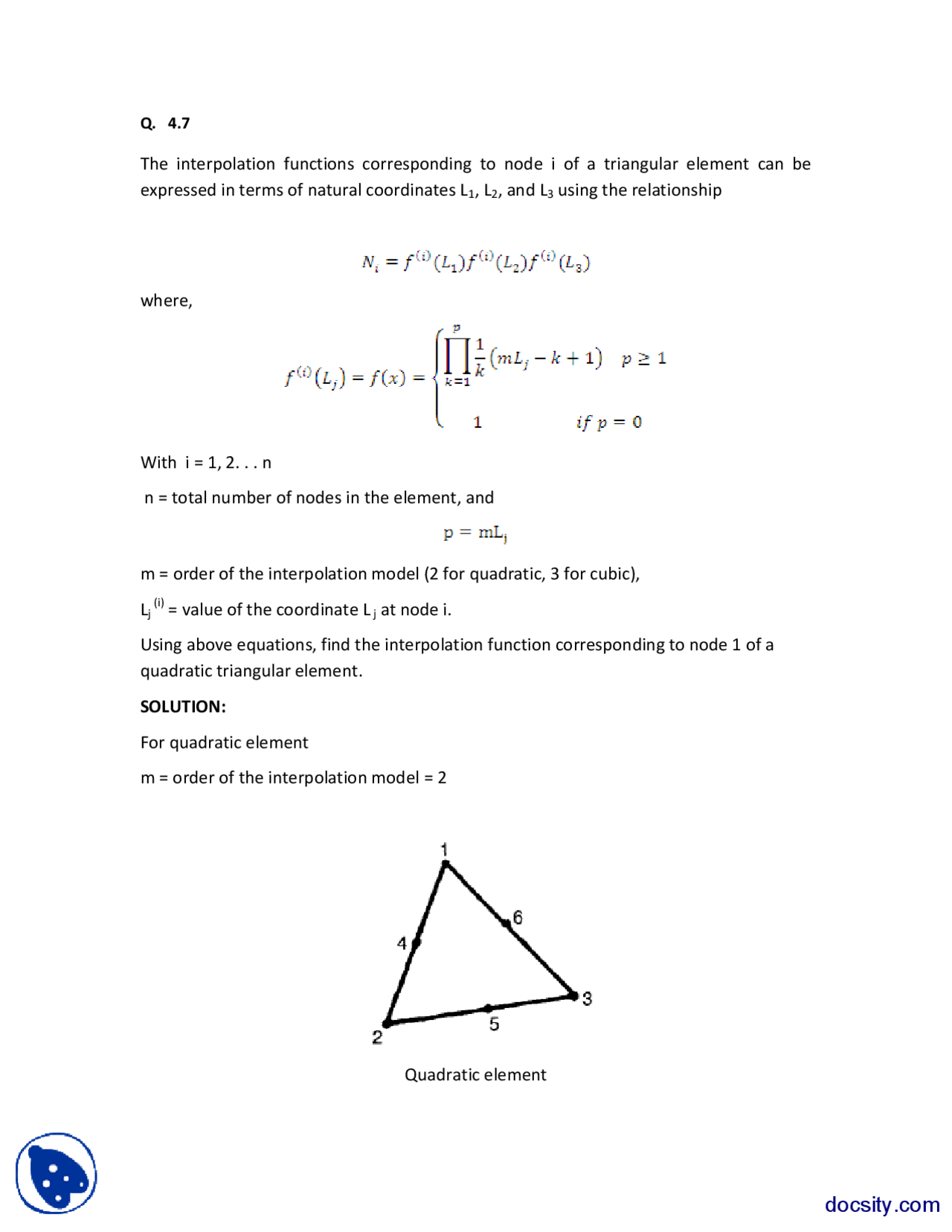 Interpolation Function Of Triangular Element Finite Element Method