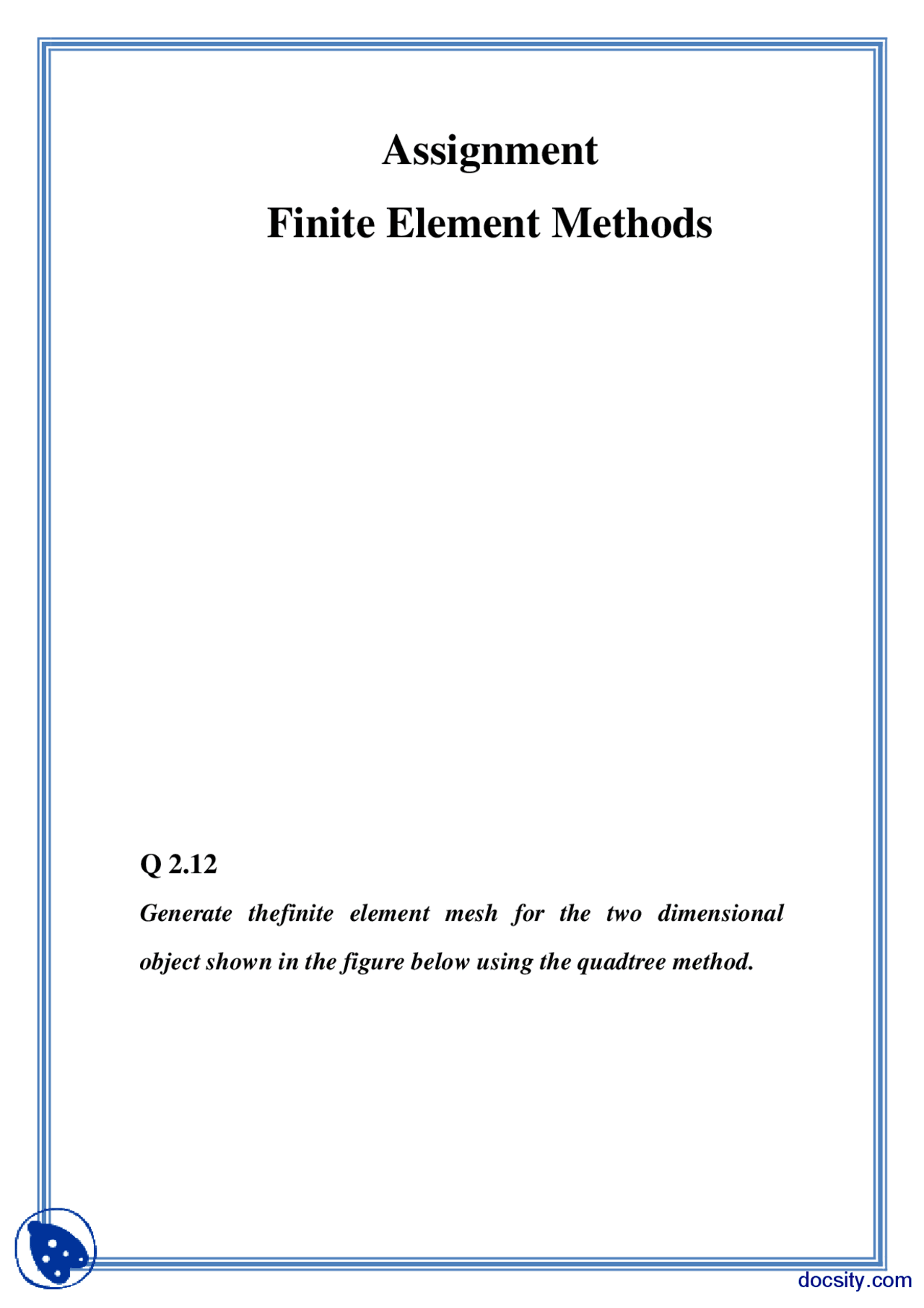 Quadtree Method Finite Element Method Assignment Solution Docsity