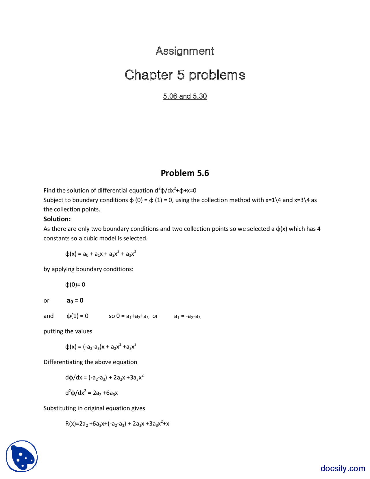 The Collection Method Finite Element Method Assignment Solution Docsity 8418