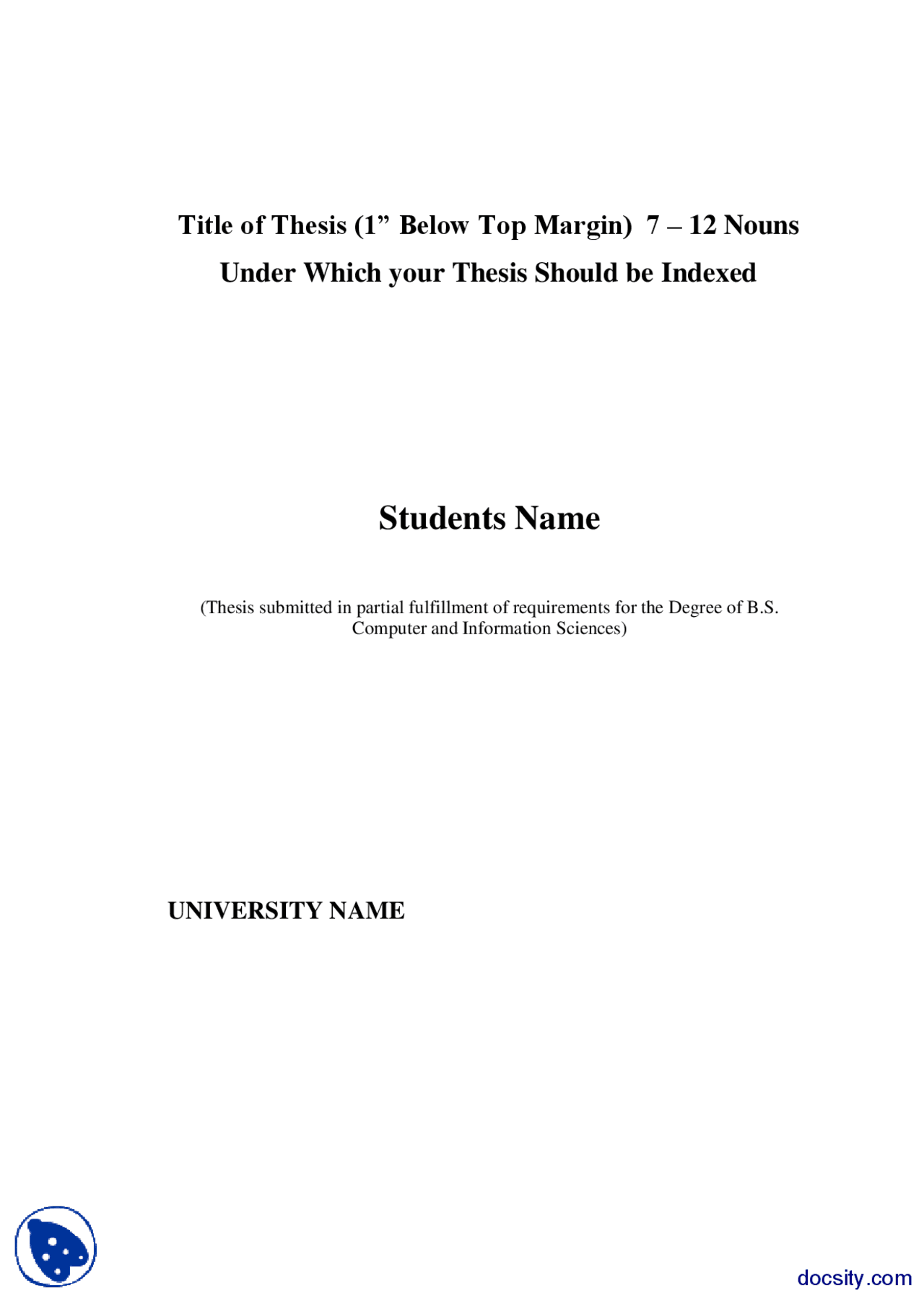 Thesis Template Technical Writing Handouts Docsity