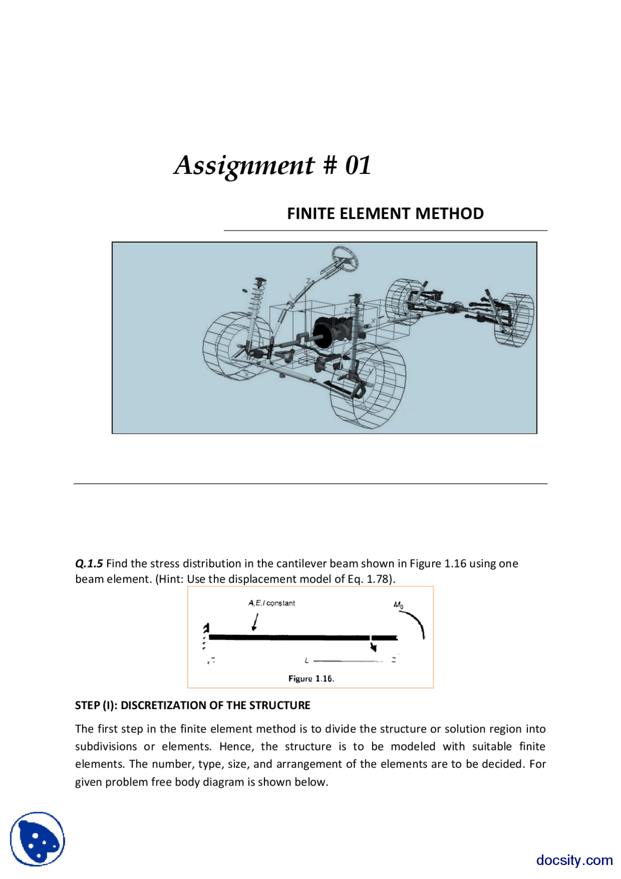 Stress Distribution For Cantilever Beam Finite Element Method Assignment Solution Docsity