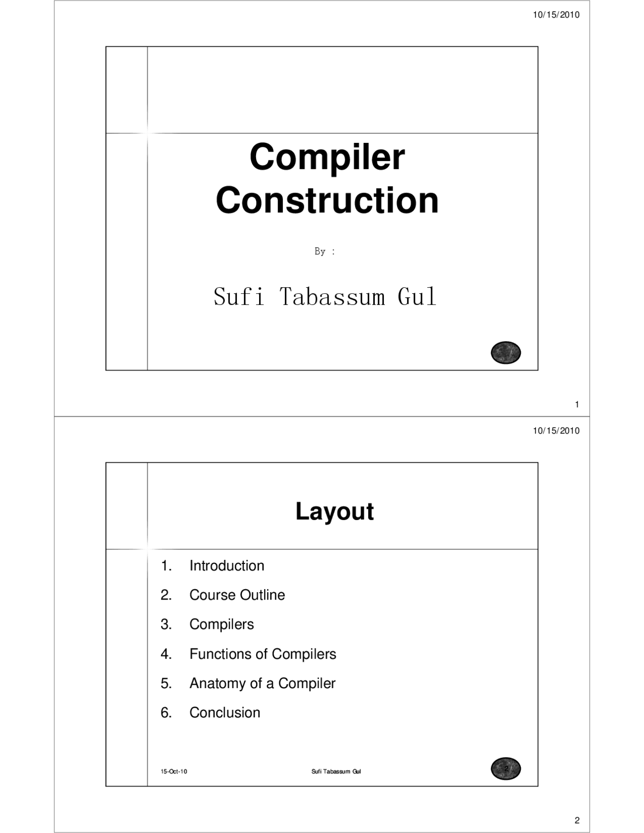 Compiler Construction Part 1 Compiler Construction Lecture Slides Docsity 9796