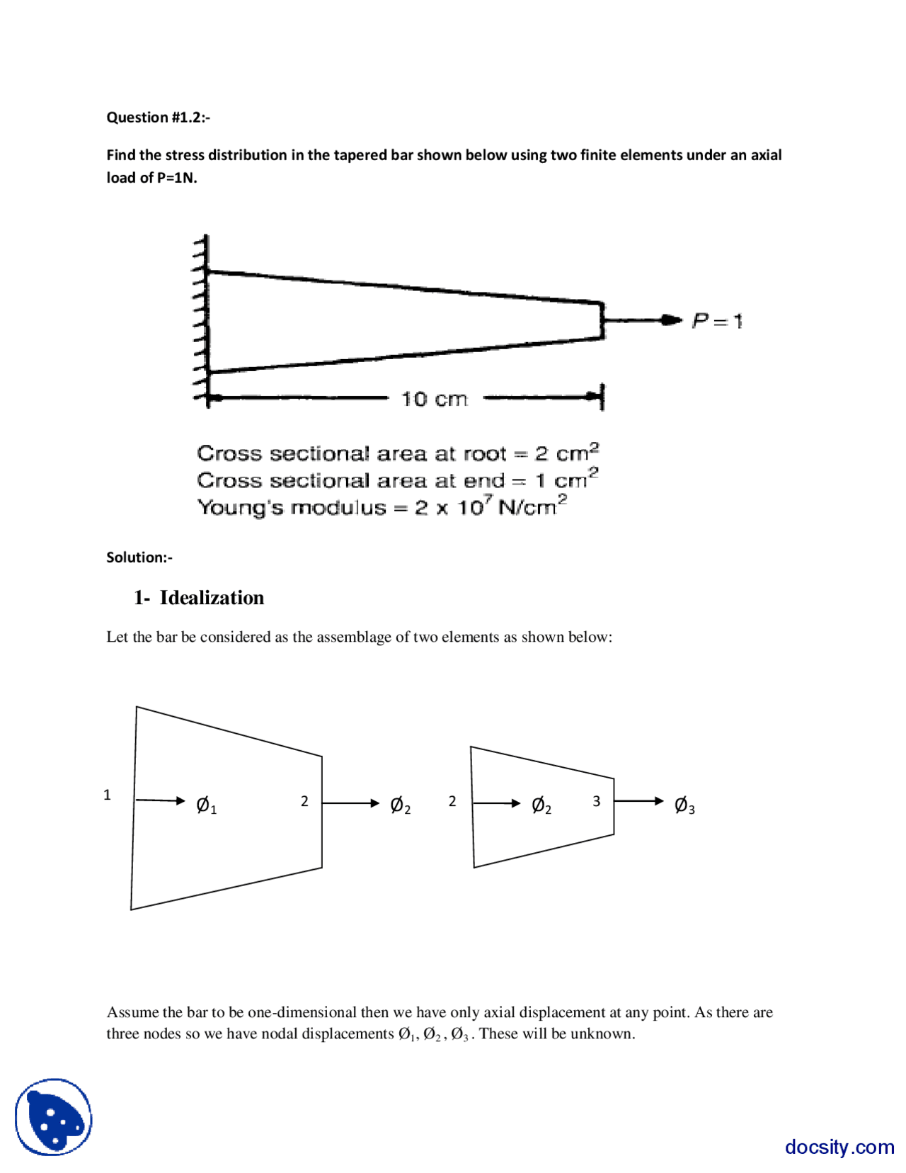 Stress Distribution Finite Element Method Assignment Solution Docsity