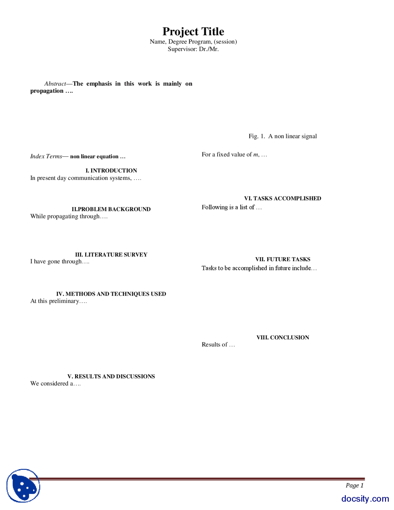 One Page Summary Sample Technical Writing Handouts Summaries