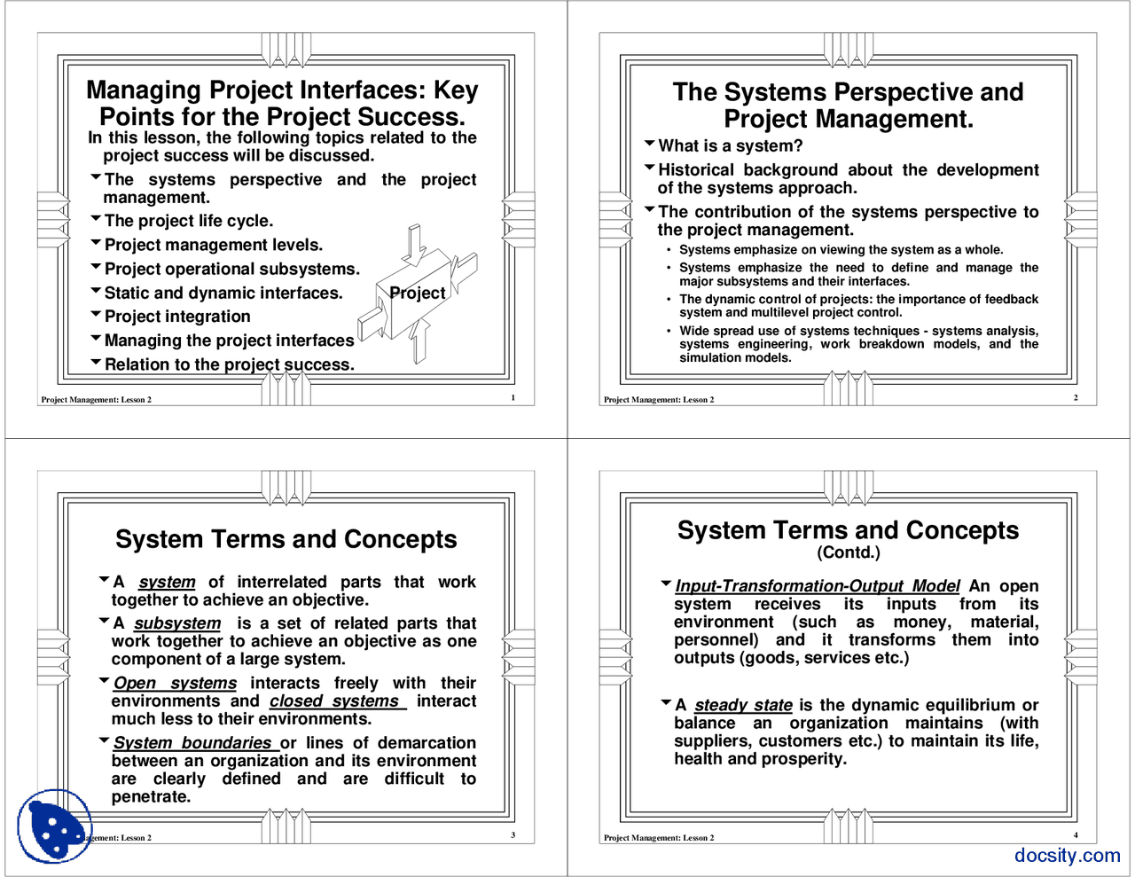 Managing Project Interfaces Project Management Lecture Slides Docsity