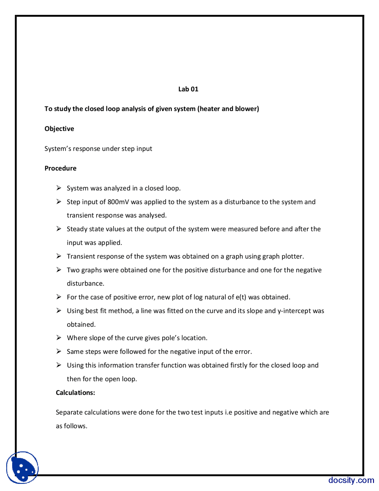 System’s Response Under Step Input-Linear Control Systems-Lab Report ...