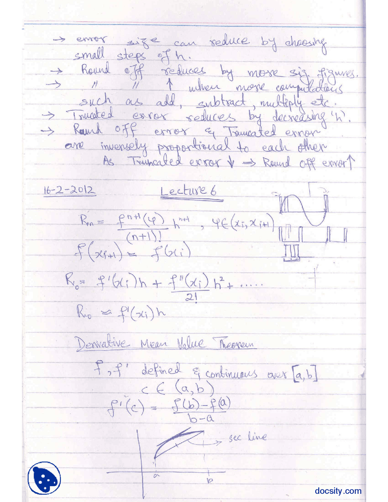 Mean Value Theorem-Numerical Methods-Lecture Notes | Study notes ...