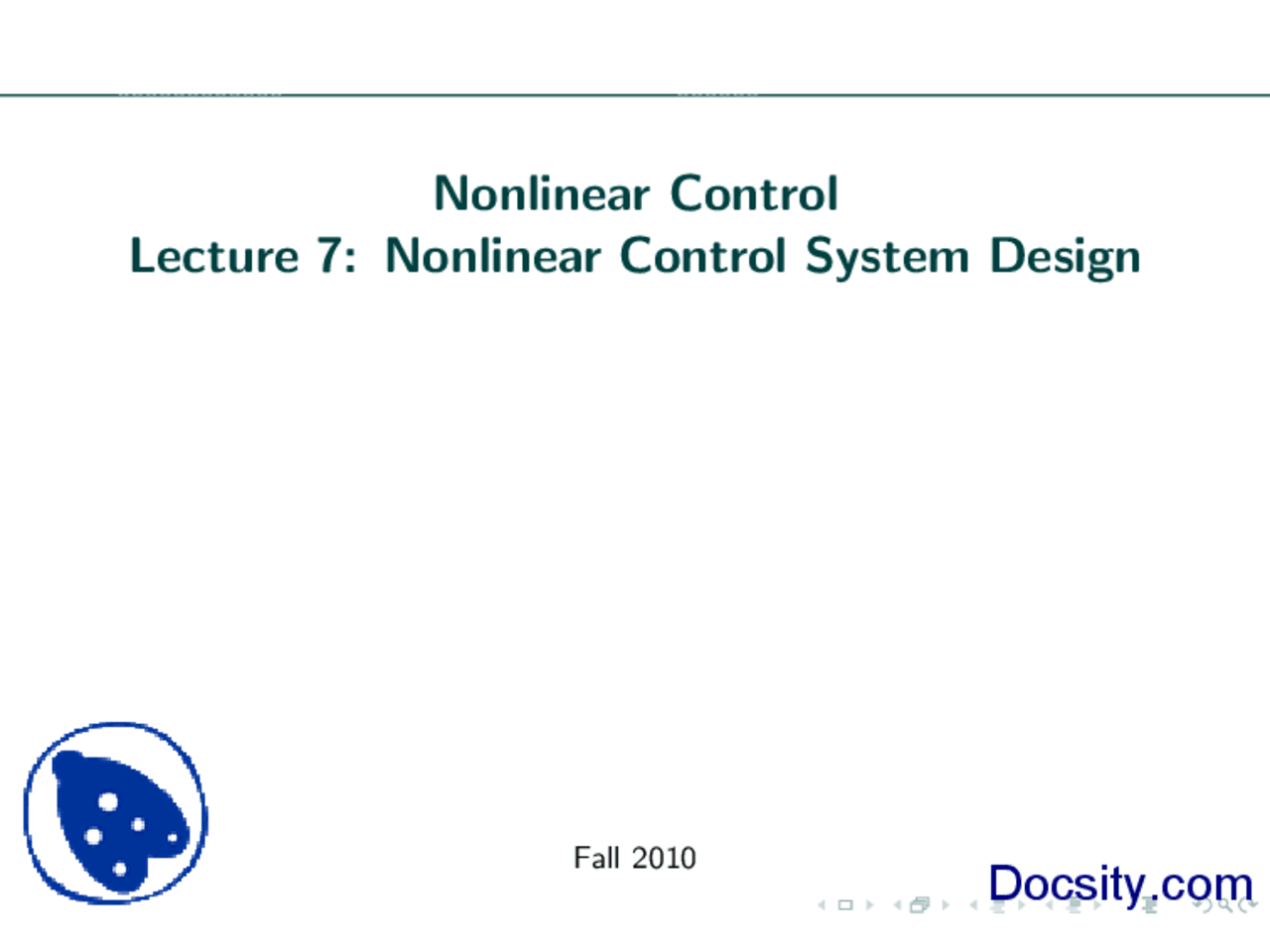 Nonlinear Control System Design Non Linear Control Systems Lecture Slides Docsity