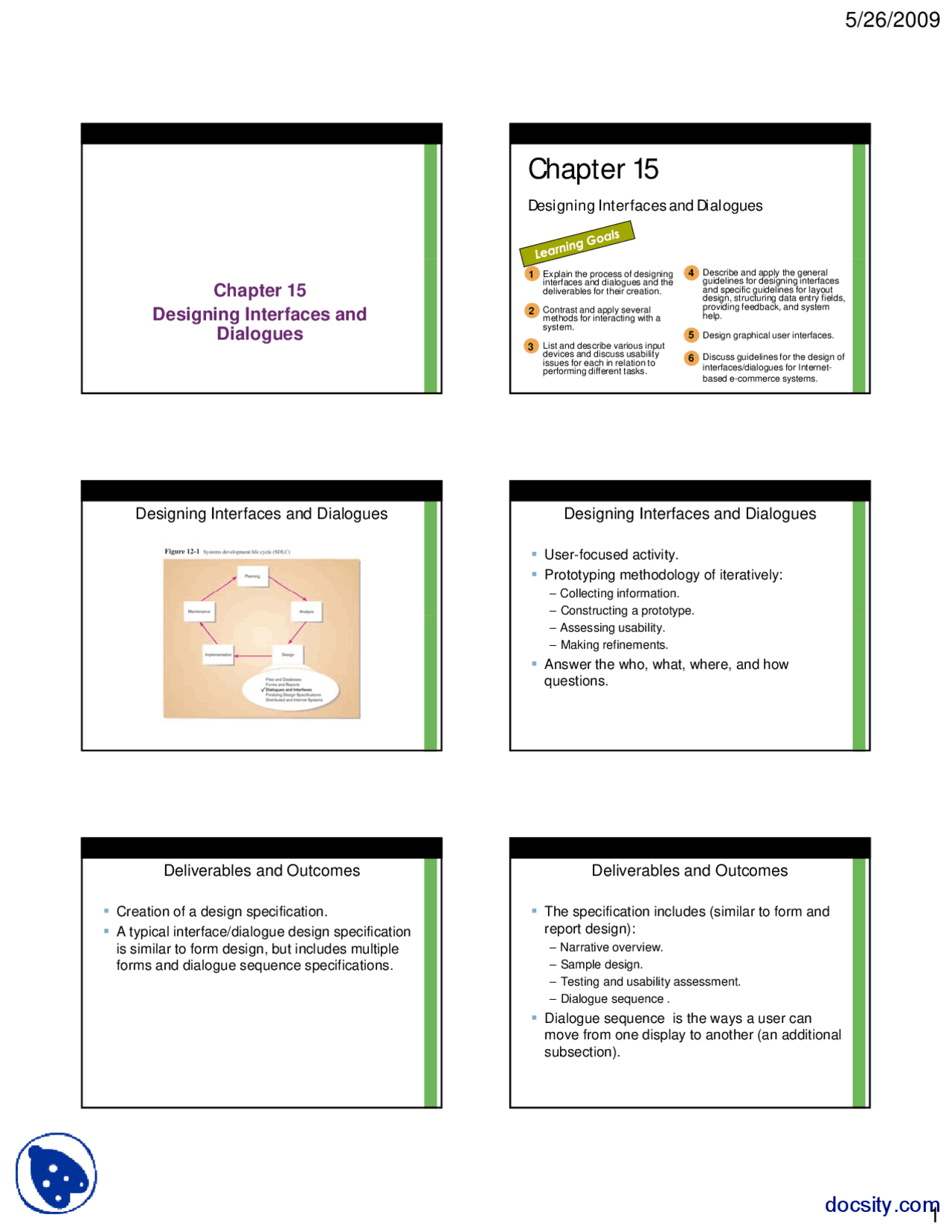 Designing Interfaces and Dialogues-Information Analysis and Design-Lecture Slides - Docsity