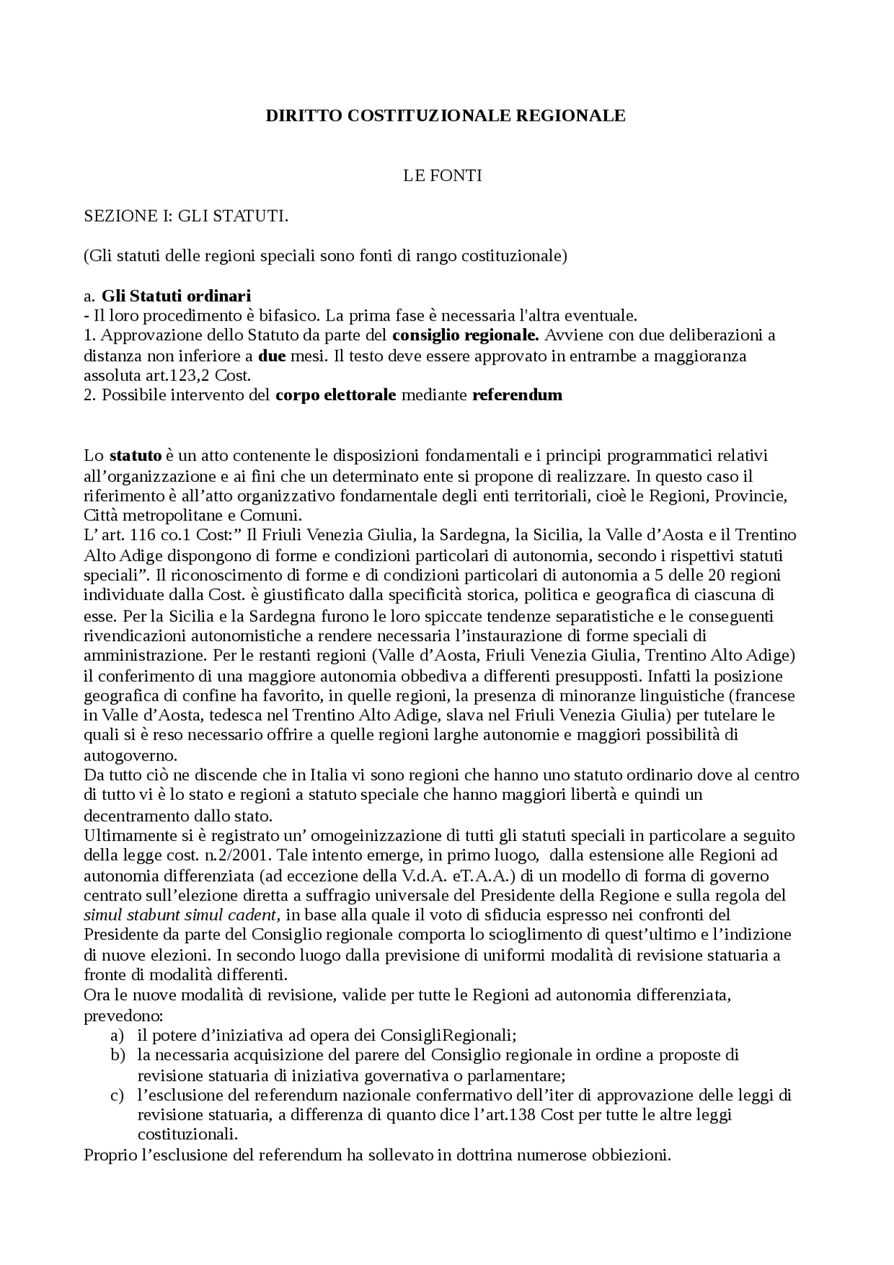 Gli Statuti e le Fonti - Docsity