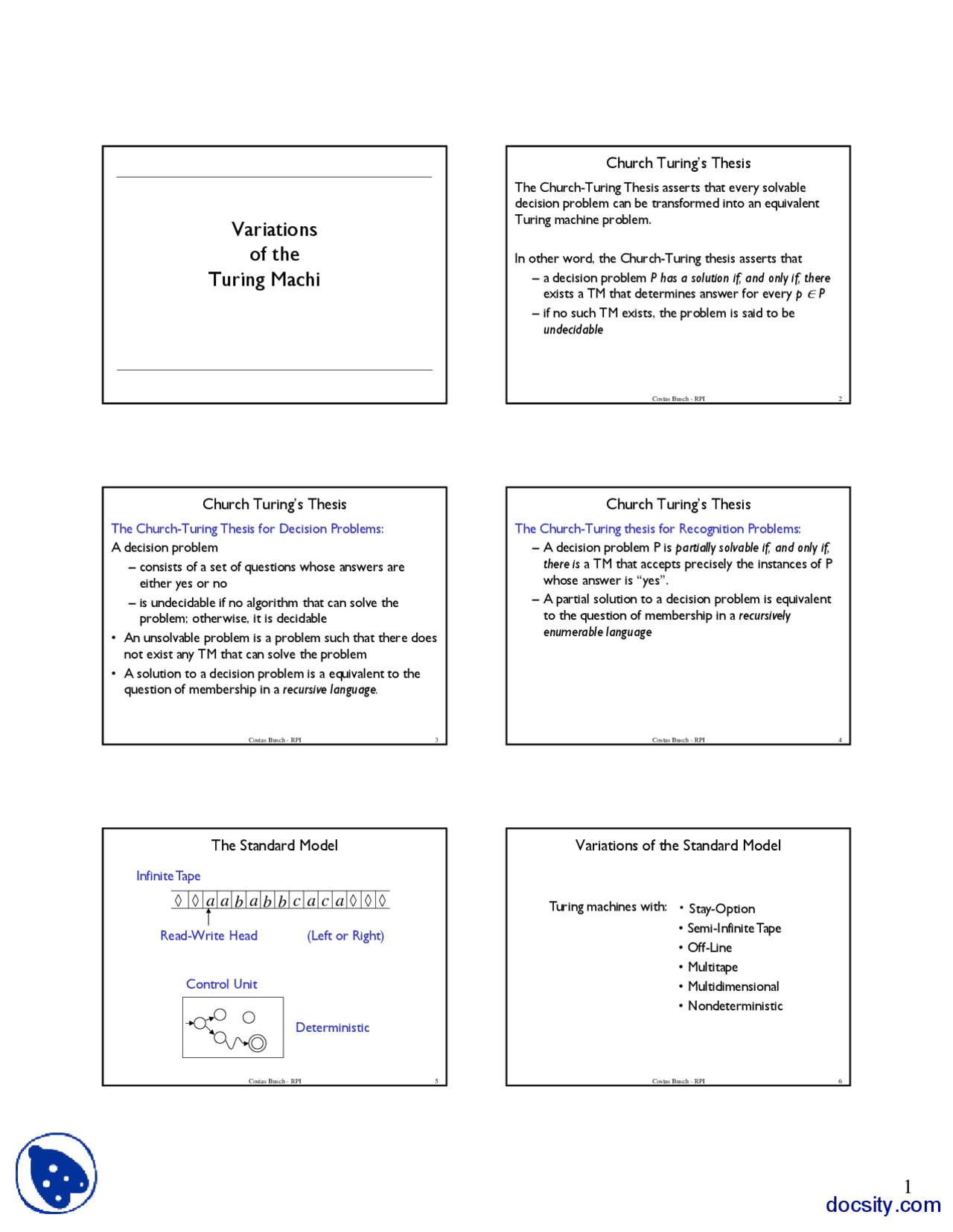 Variants Of Turing Machines Theory Of Automata Lecture Slides Diapositivas Teoría De Los