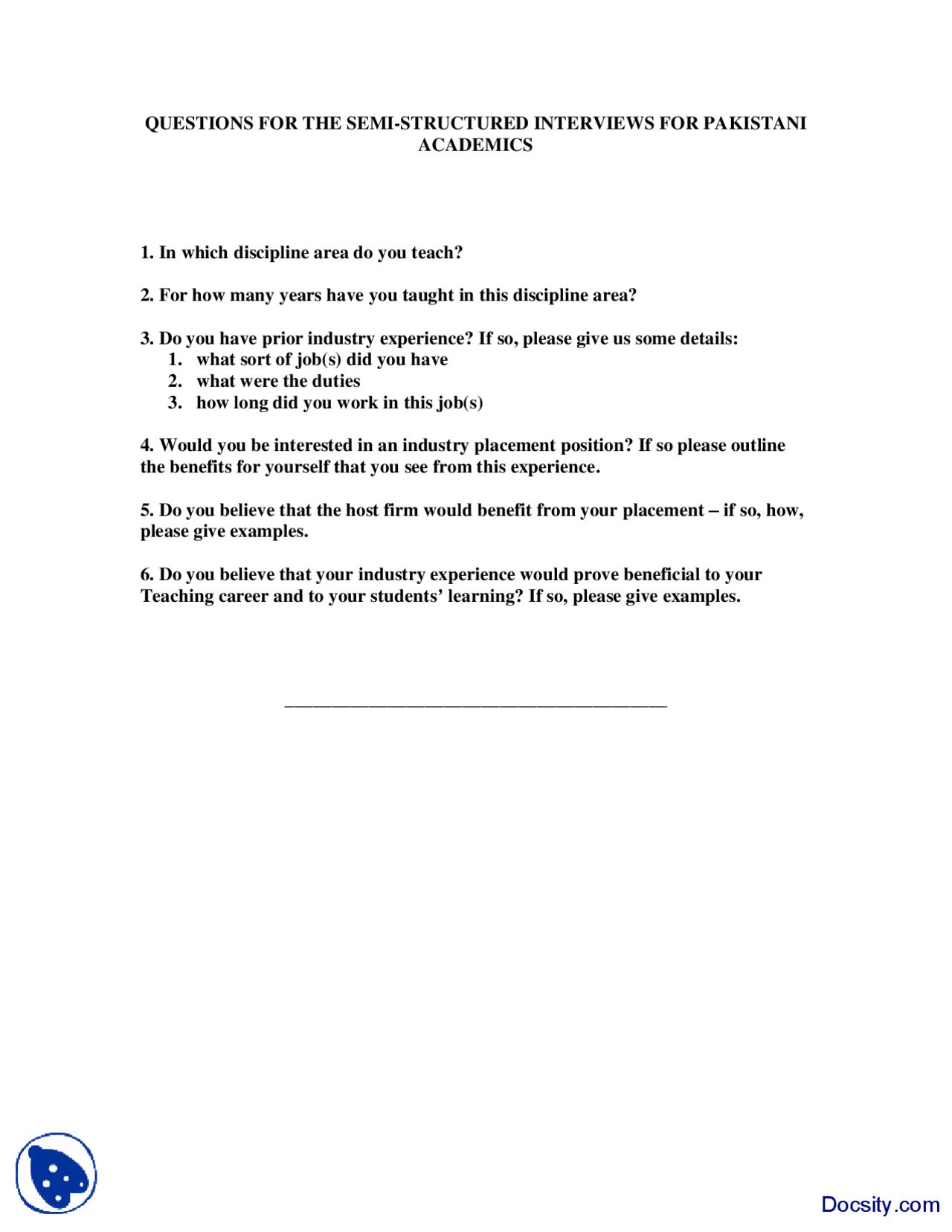 Questions For Semistructured Interview Communication In Business