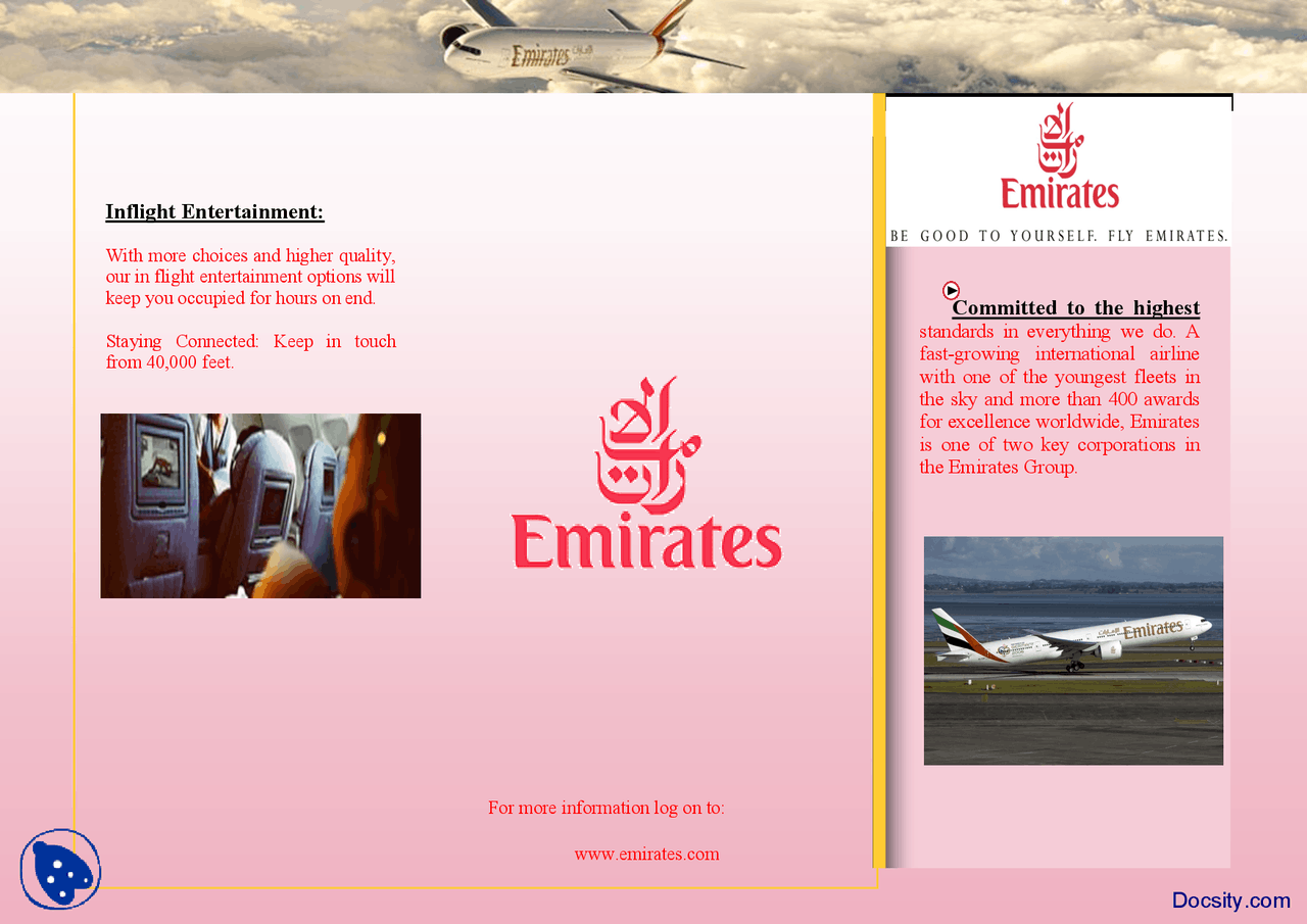 Emirates Brochure Sample-Business Communication-Lecture Handout - Docsity
