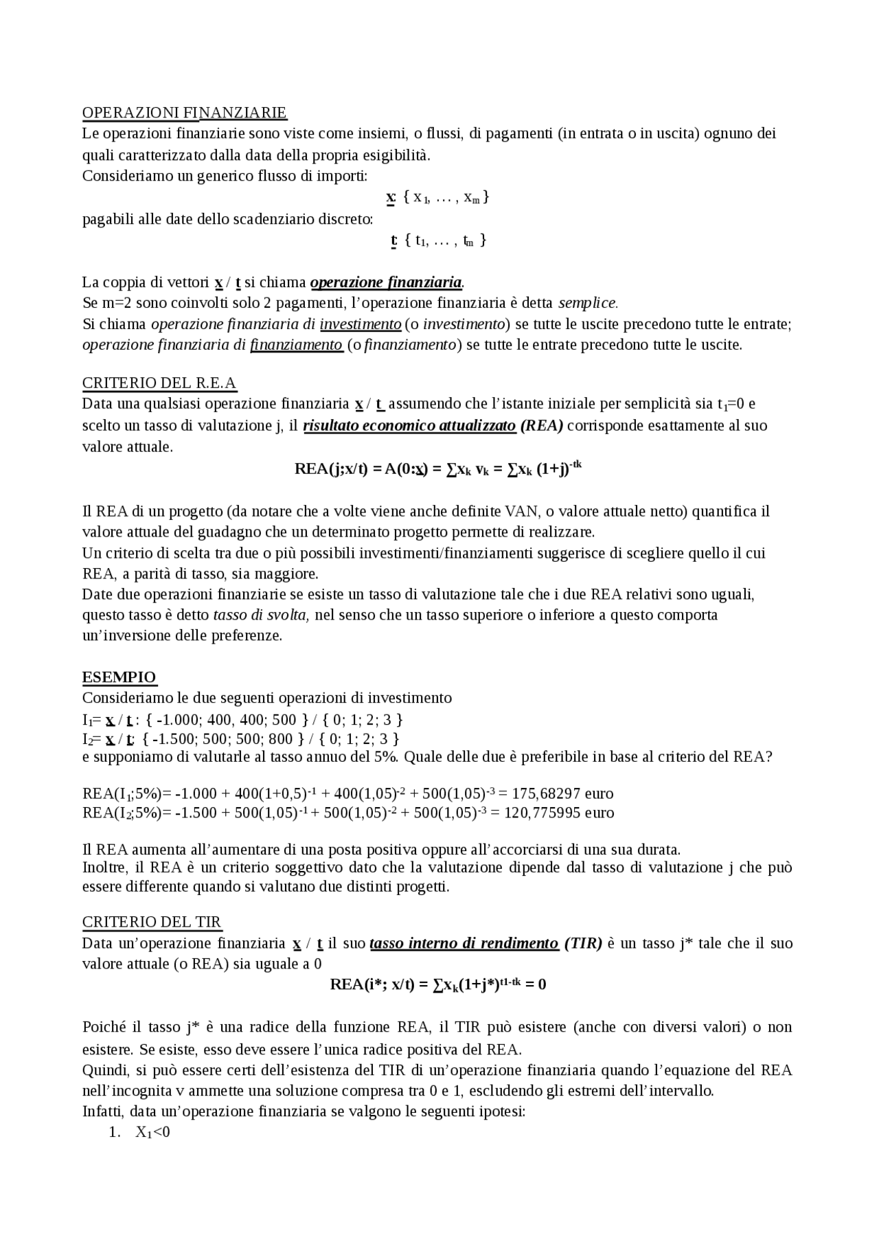Operazioni Finanziarie Docsity