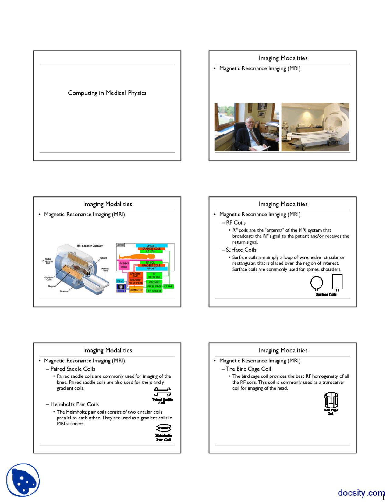 Magnetic Resonance Imaging Computation In Medical Physics Lecture