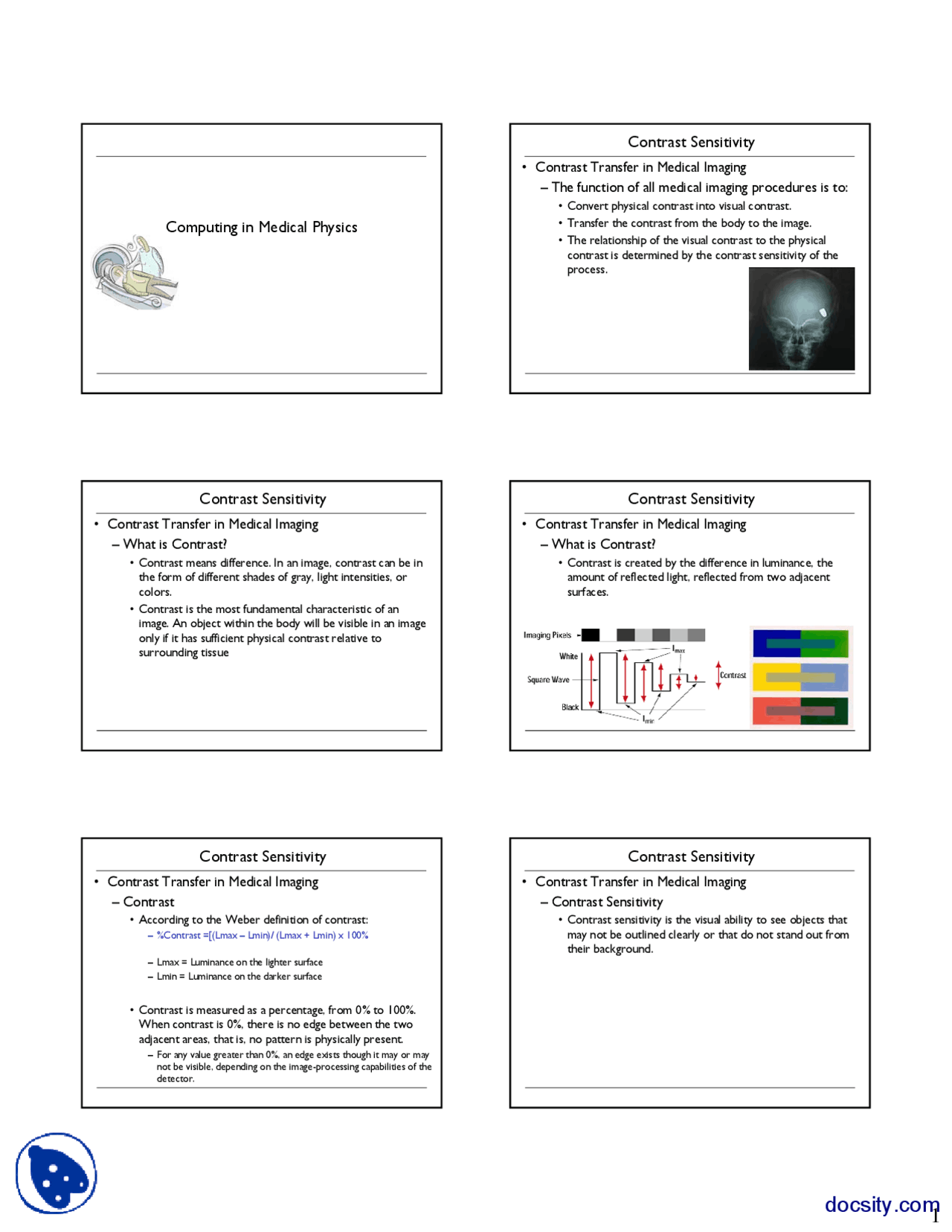 Contrast Sensitivity Computation In Medical Physics Lecture Slides