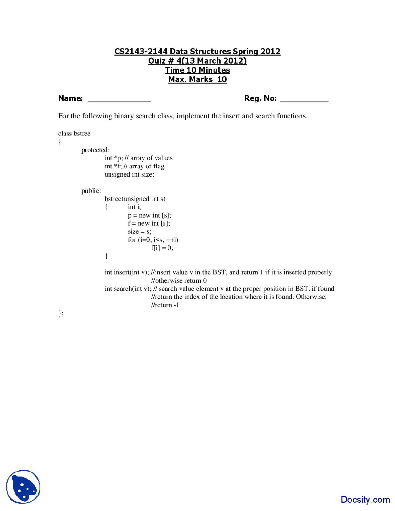 Functions Handling Data Structures Quiz Docsity