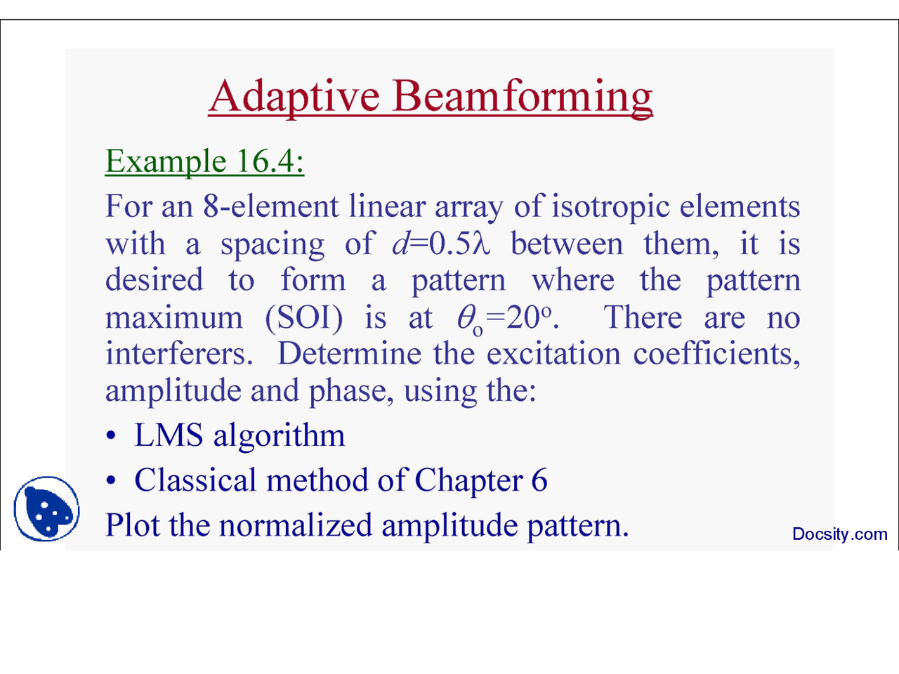 Adaptive Beamforming Antenna Theory And Analysis Lecture Slides Docsity