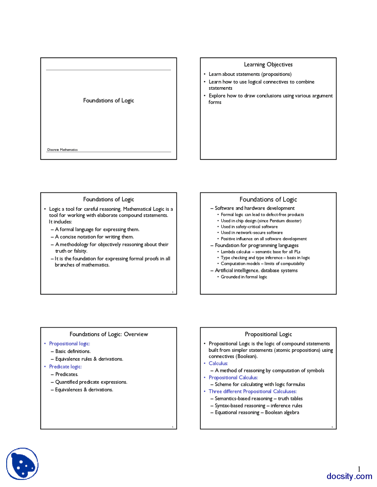 Foundations Of Logic Discrete Mathematics Lecture Slides Docsity