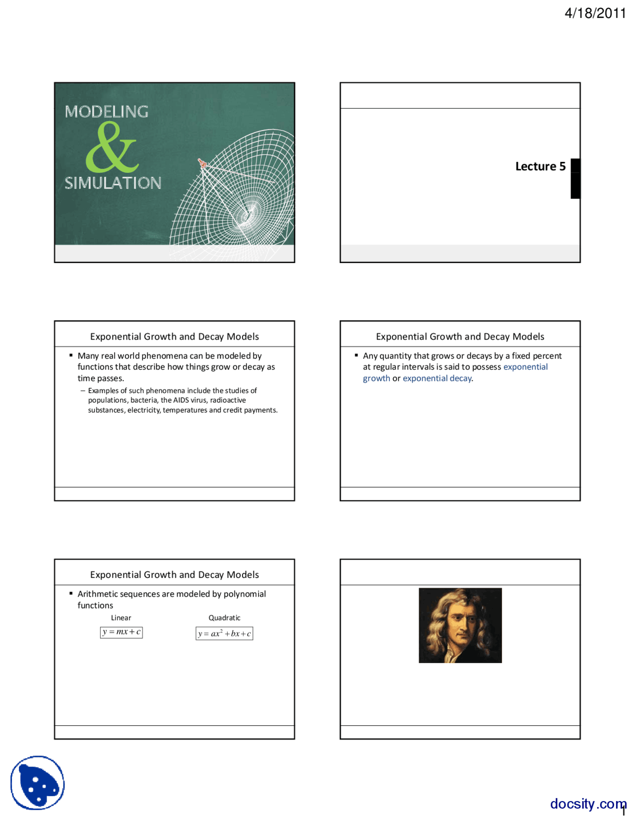 Principles of Modeling(1st Order Differential Equations)-Modeling and Simulation-Lecture Slides ...