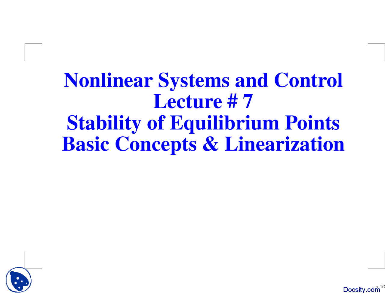 Stability of Equilibrium Points-Stability in Non Linear Control Systems ...