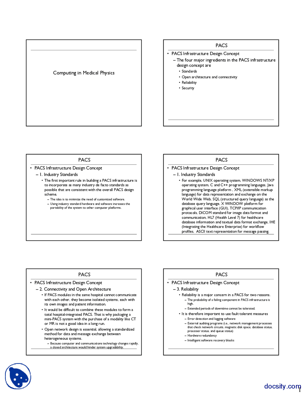 Pacs Infrastructure Design Computation In Medical Physics Lecture