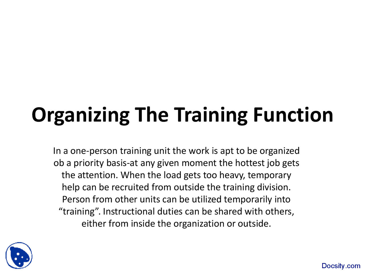 Organizing The Training Function Part 1-Development and Training ...