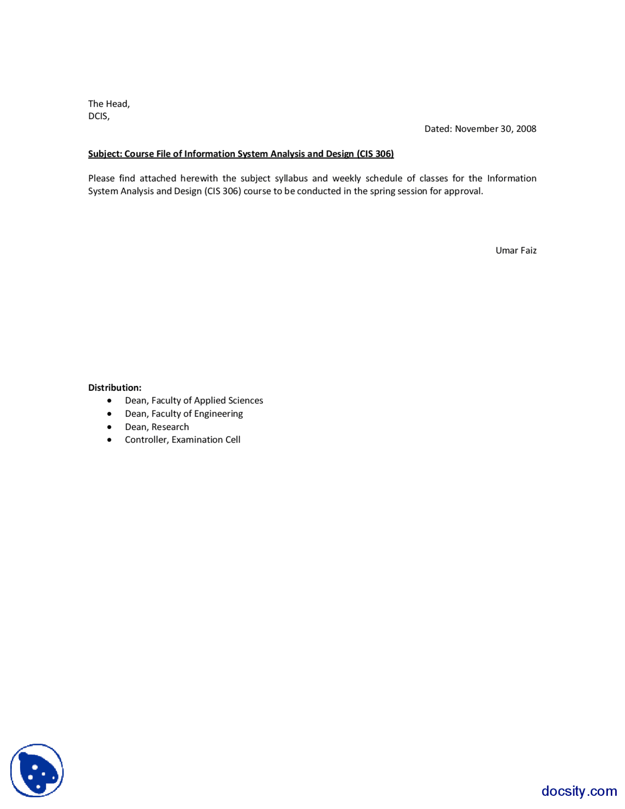 CourseFile-Information System Analysis and Design-Course Outline - Docsity