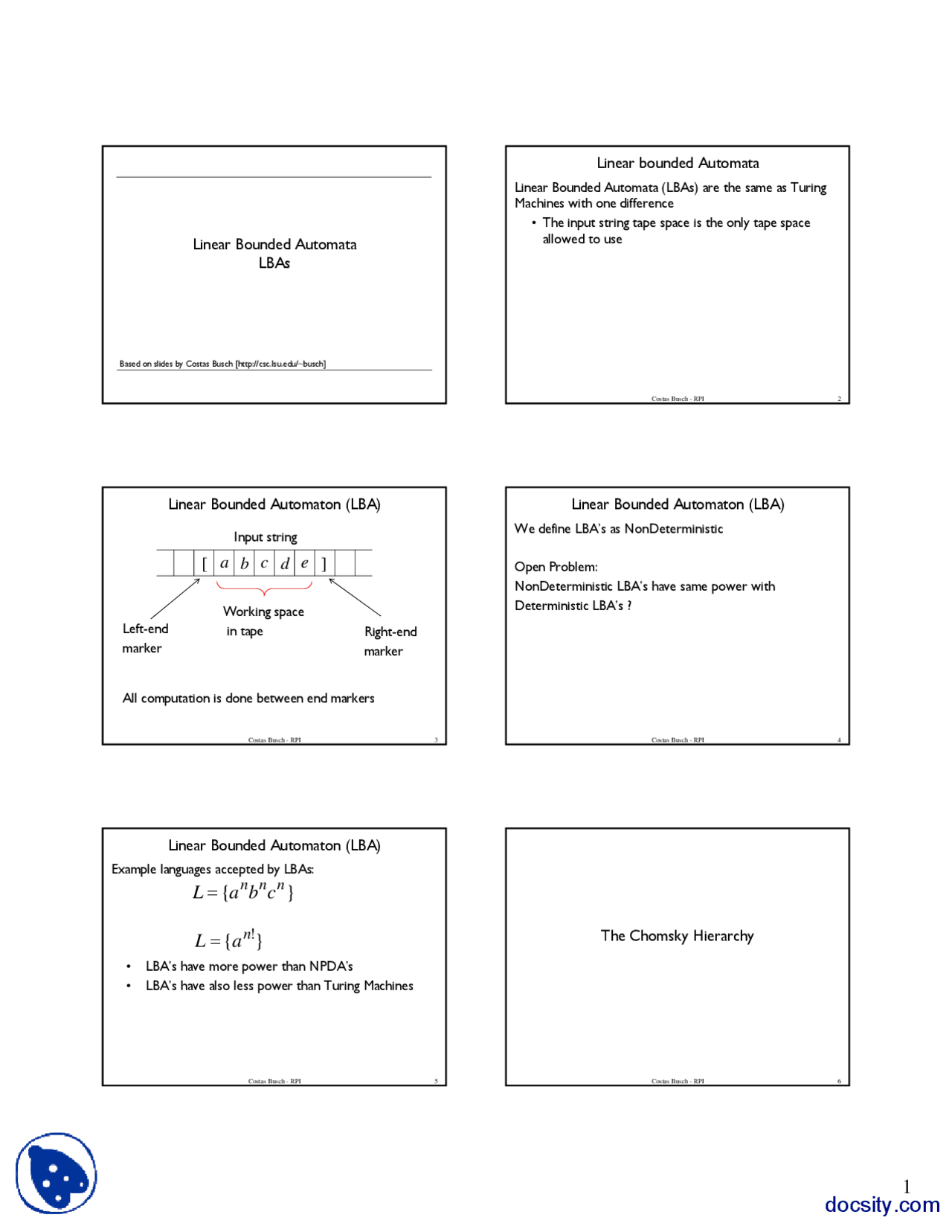Linear Bounded Automata Theory Of Automata Lecture Slides Docsity