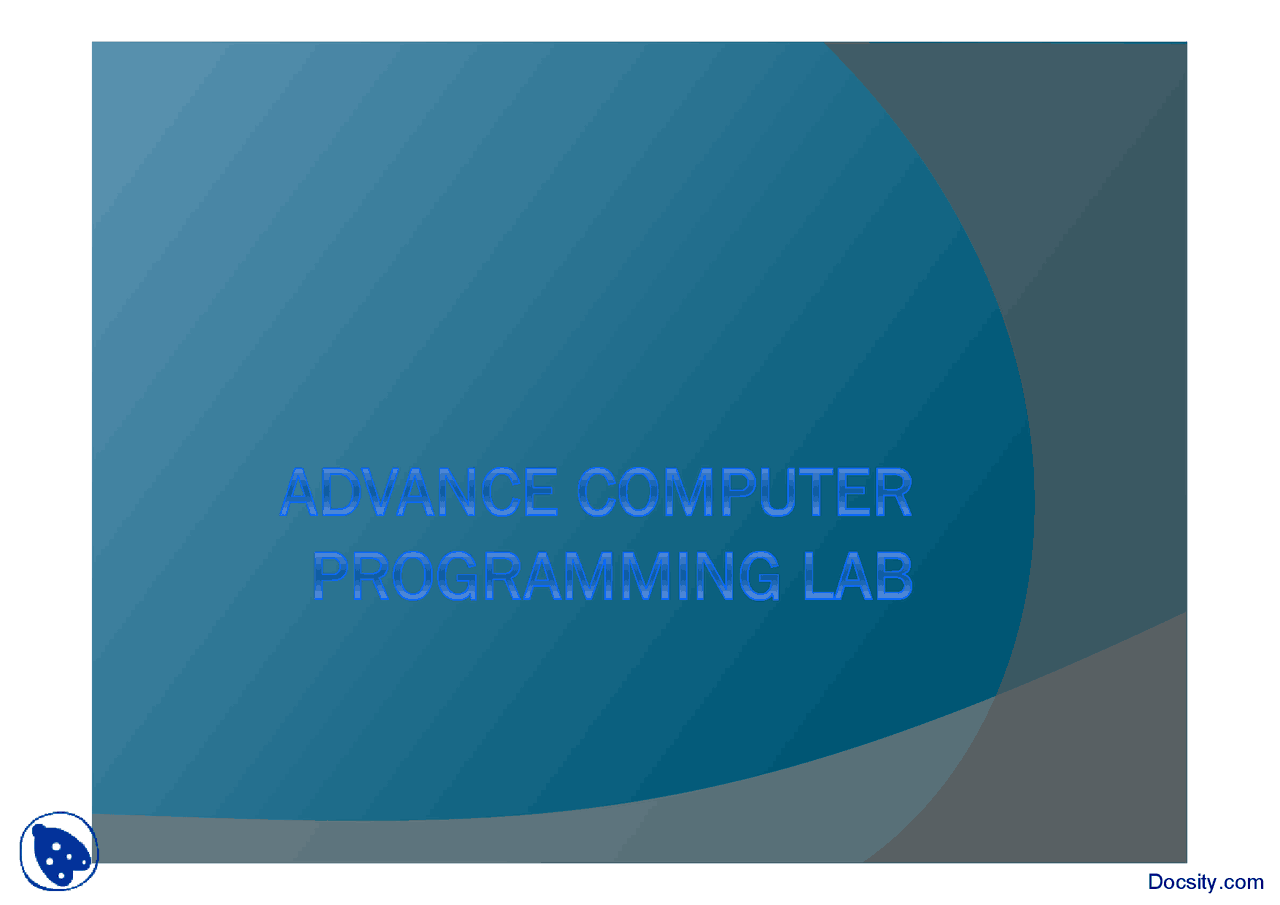 Advance Computer Programming Java Programming Language Lecture Slides Docsity