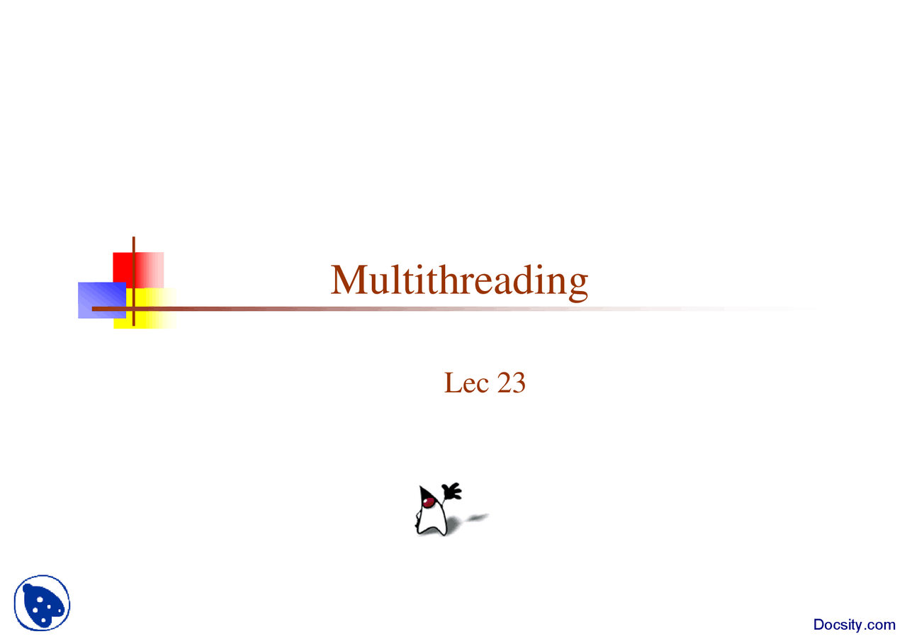 Multithreading In Java Advanced Java Techniques Lecture Slides Docsity