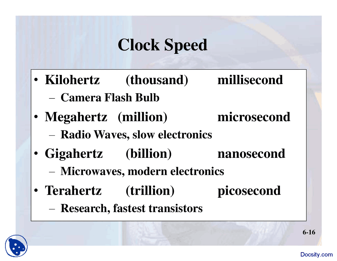 Clock Speed, RFID Tags and Memory-Information Technology-Lecture Slides ...