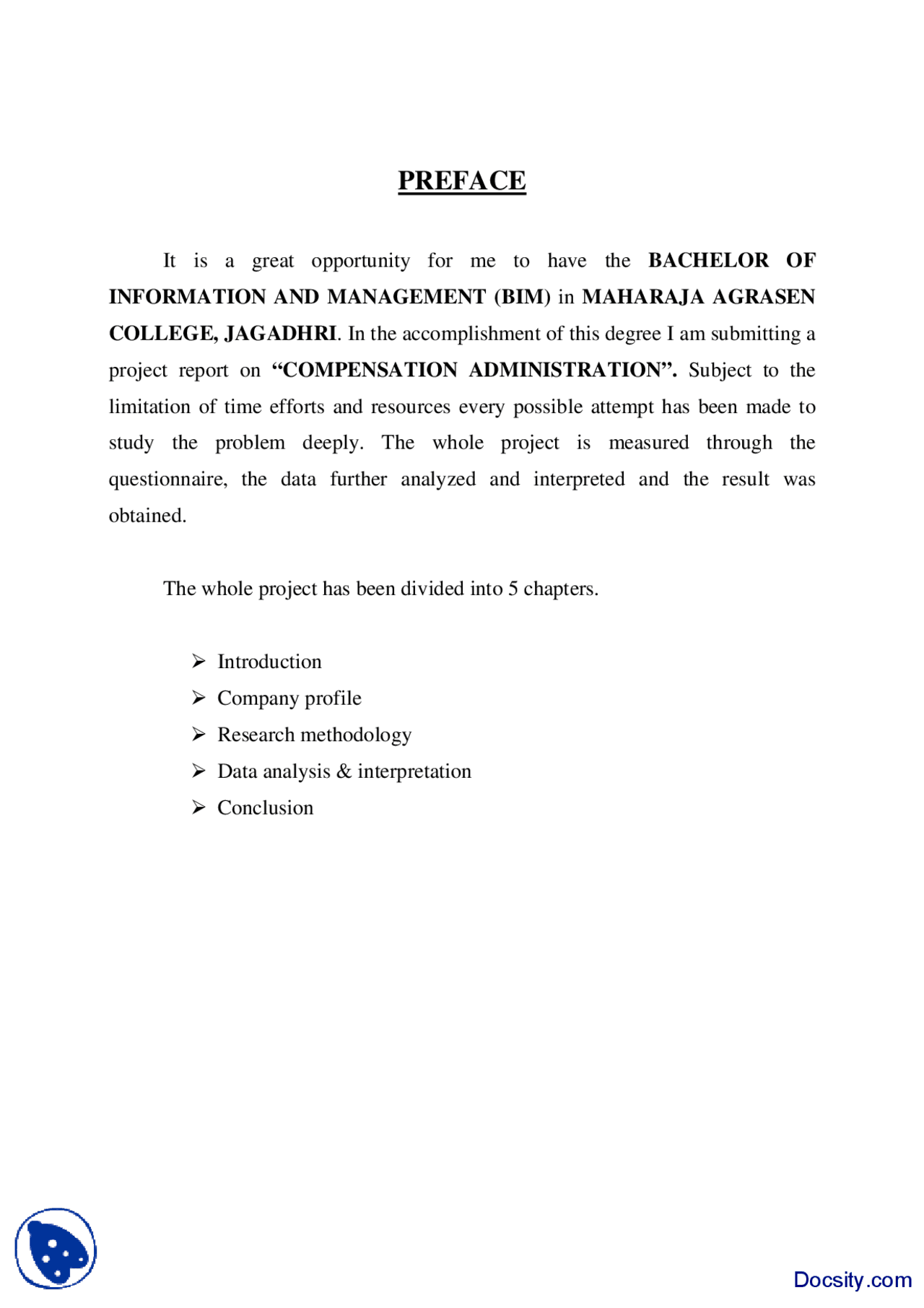 Preface Sample 2-Business and Writing Reports-Handout - Docsity