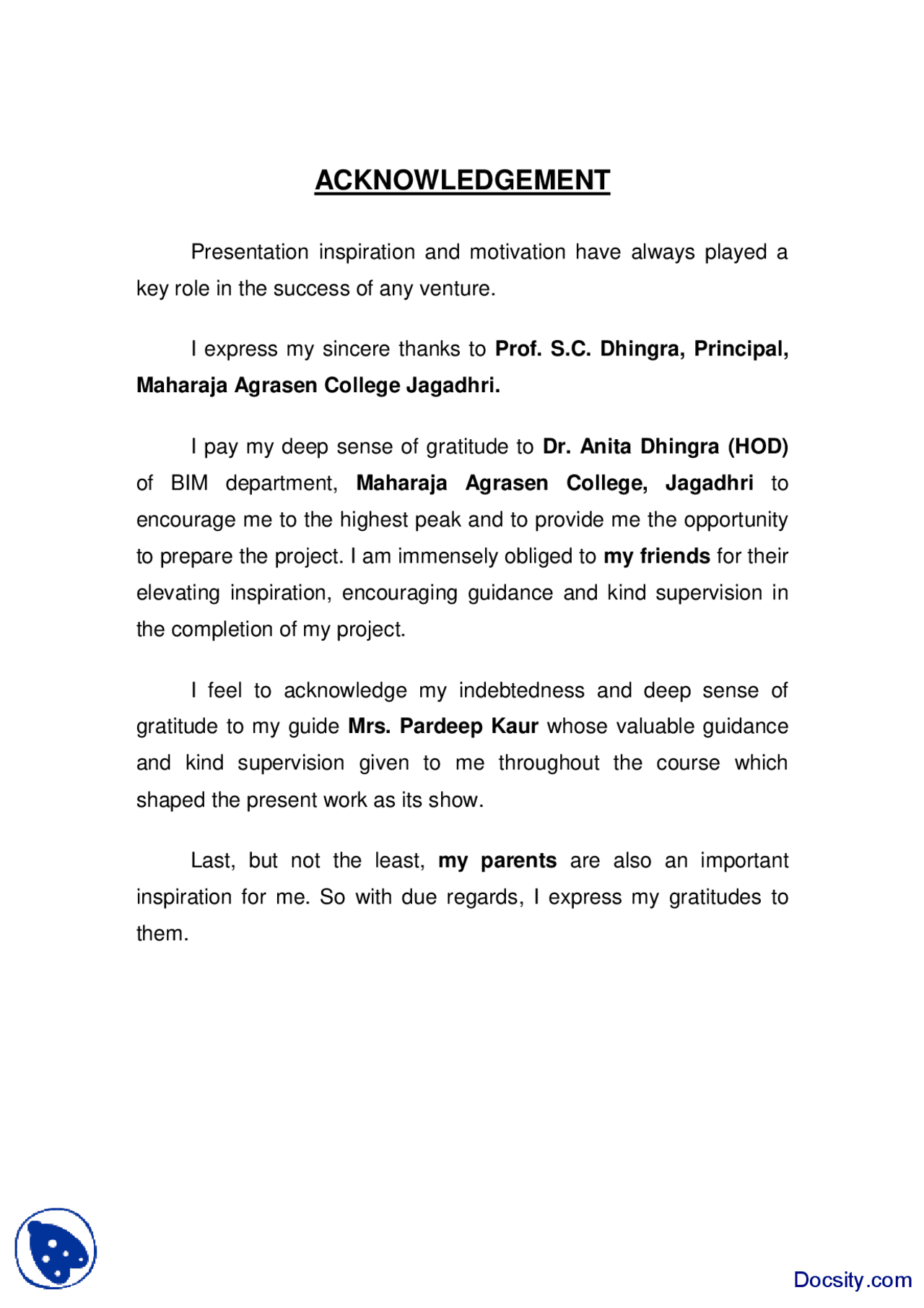 Acknowledgement Samples Report Acknowledgement Samples How To Write 