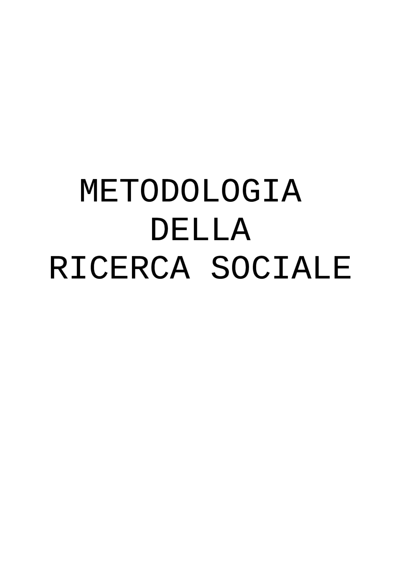 Riassunto Dispense Metodologia 1 Docsity