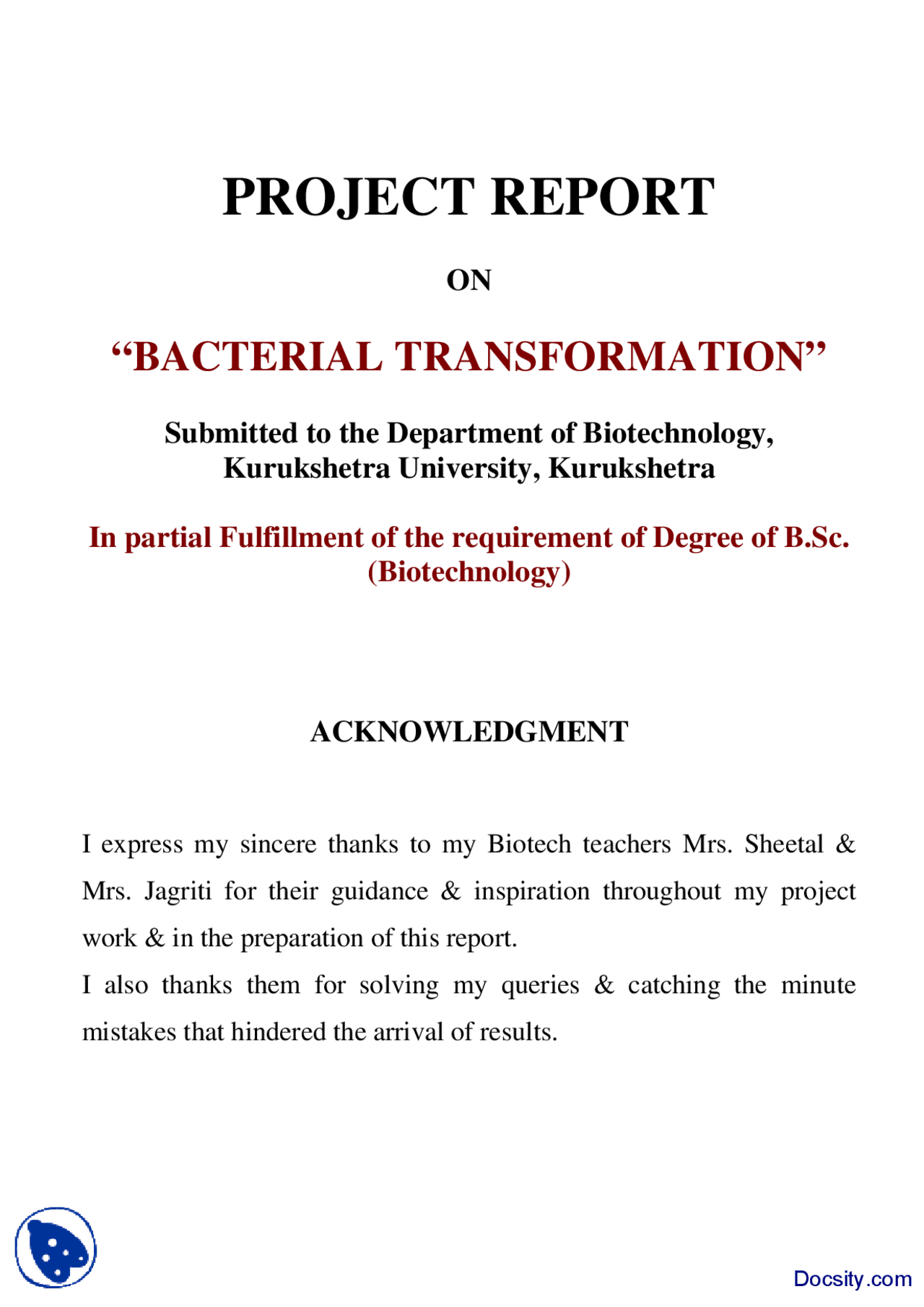 Bacterial Transformation-Modern Biotechnology and Applications-Project ...
