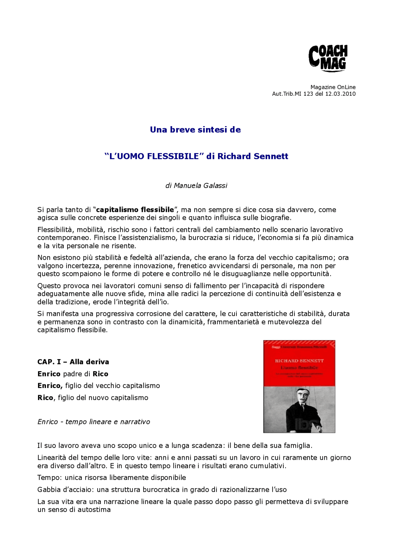 Luomo Flessibile Sennet Appunti Di Sociologia Dei Processi