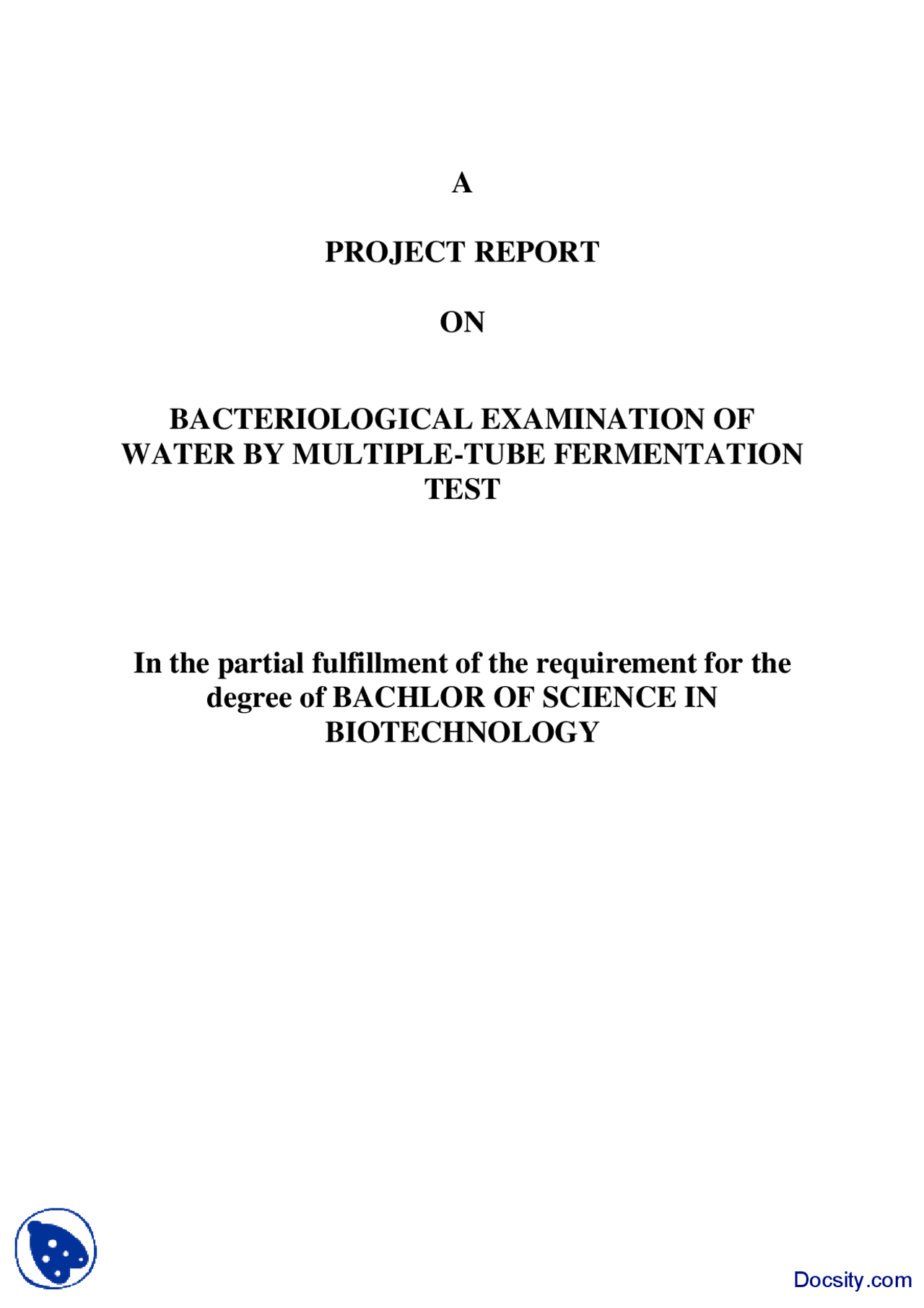 Bacteriological Examination of Water By Multiple Tube Fermentation Test ...