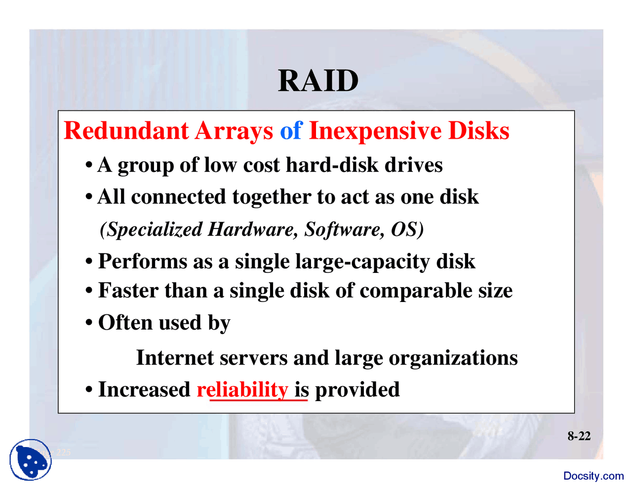 Redundant Arrays Of Inexpensive Disks Information Technology Lecture Slides Docsity
