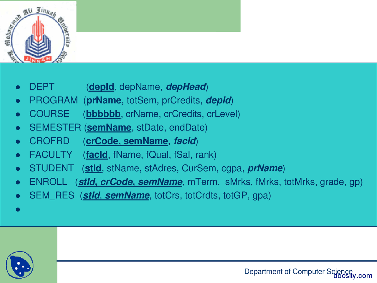 Example Tables Introduction To Database System Lecture Slides Docsity 8480