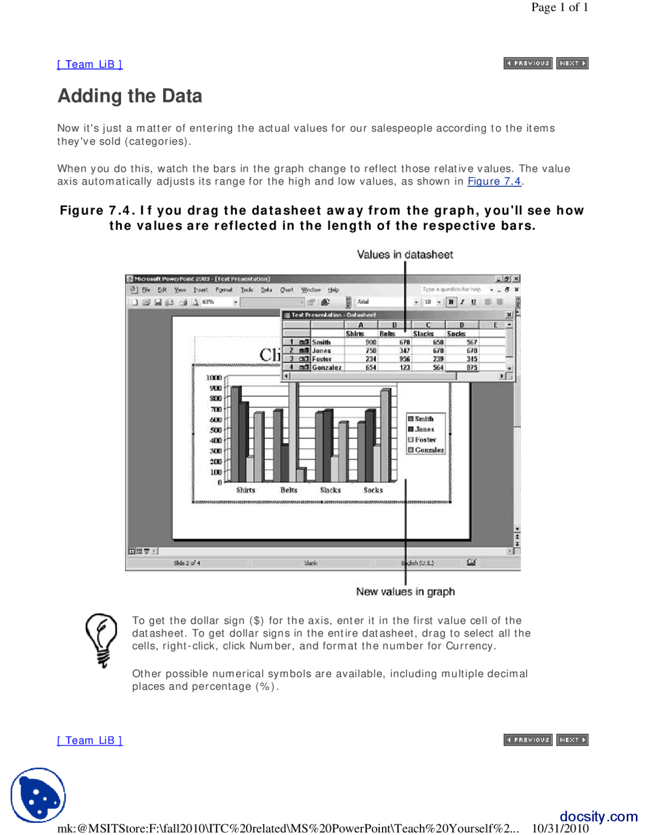 Adding The Data Ms Power Point Tutorial Docsity