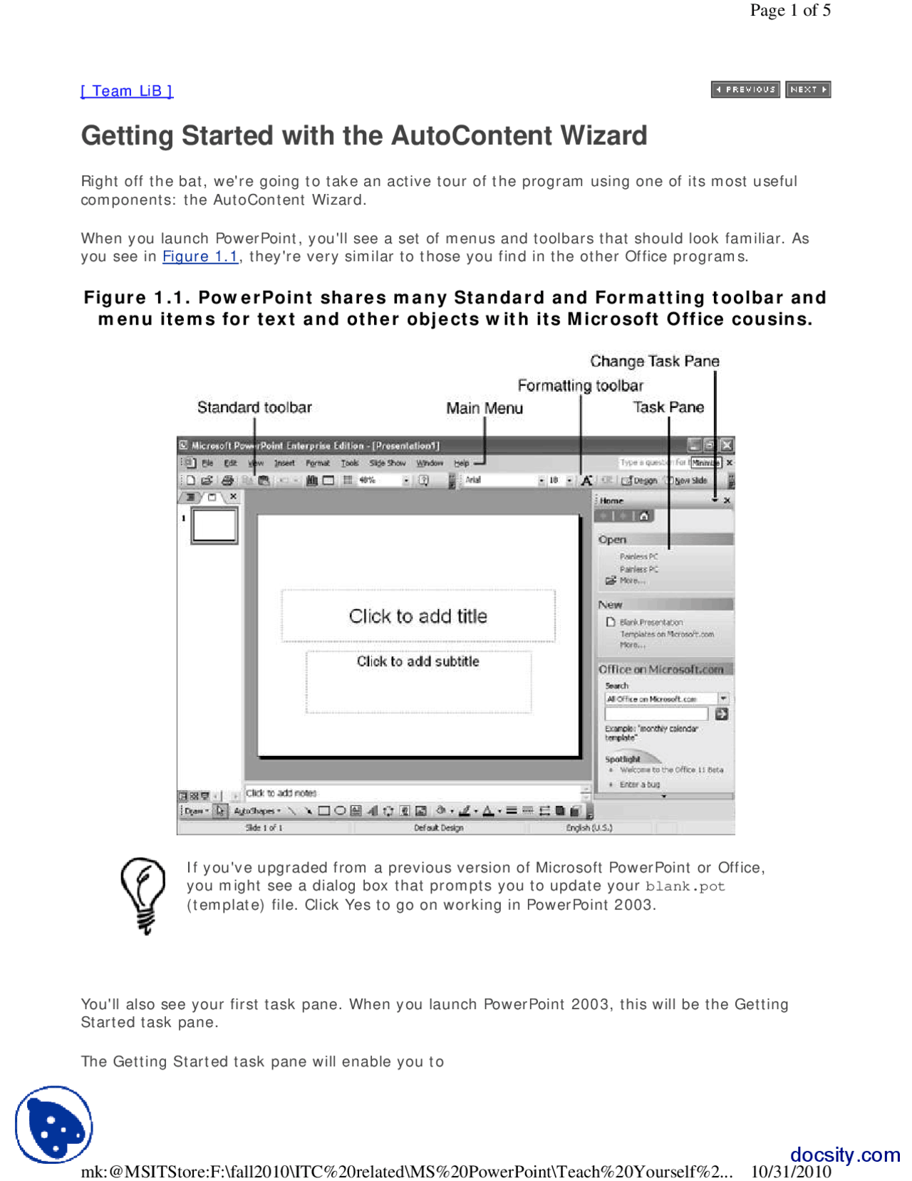 Getting Started with the AutoContent Wizard-MS Power Point-Tutorial ...