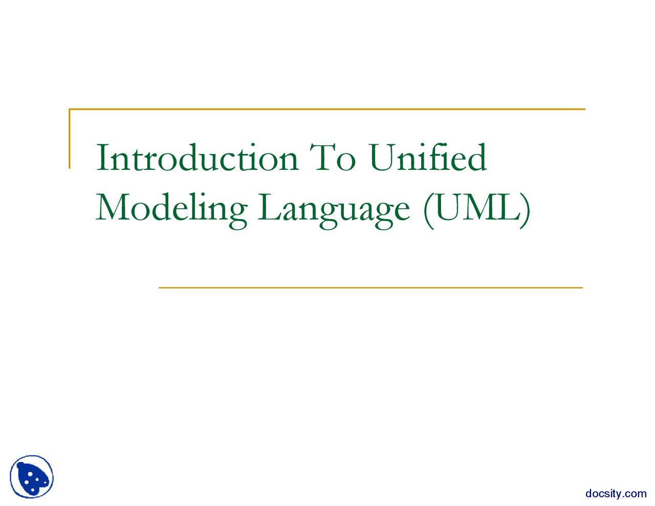 Introduction To Unified Modeling Language Uml Object Oriented Analysis And Design Lecture