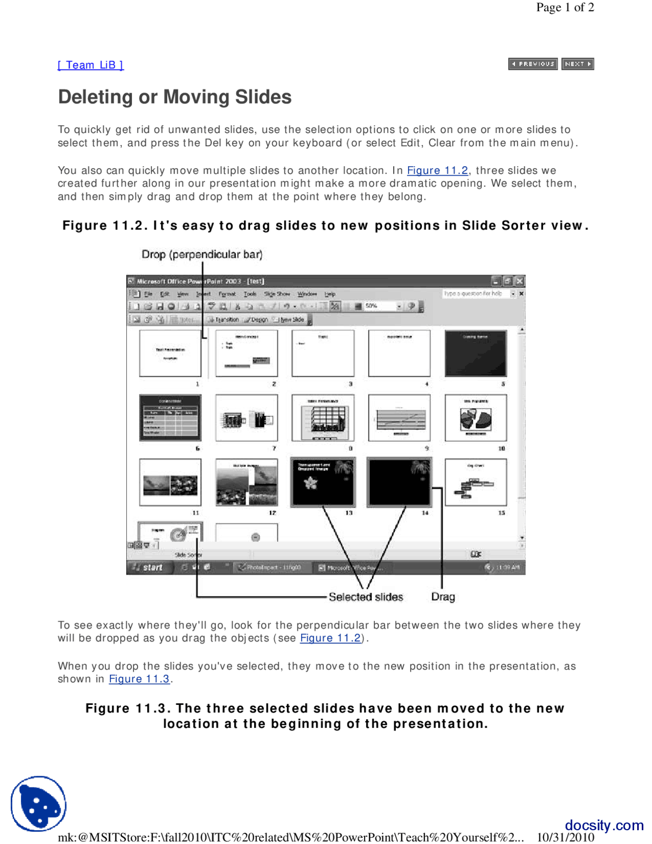 Deleting Or Moving Slides Ms Power Point Tutorial Docsity